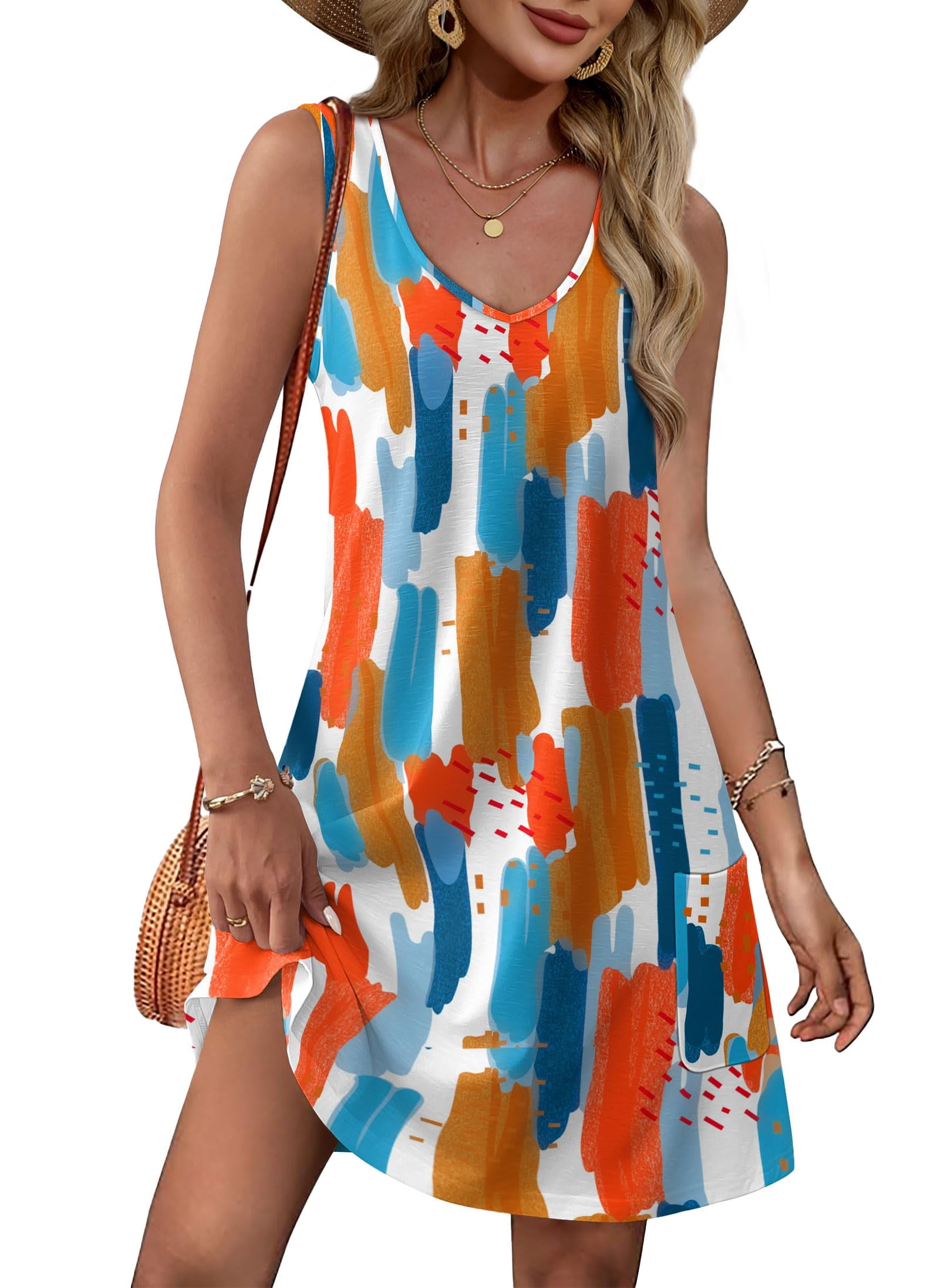 Qaspx Summer Dresses for Women Beach Sundresses Sleeveless Swimsuit ...