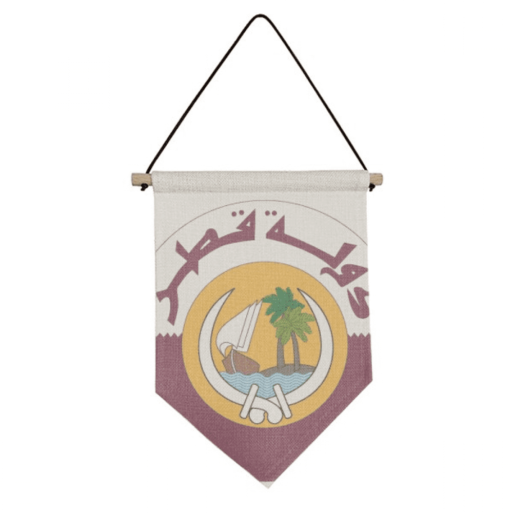 Qatar Asia National Emblem Canvas Flag Hanging Wall Art Decor Banner ...