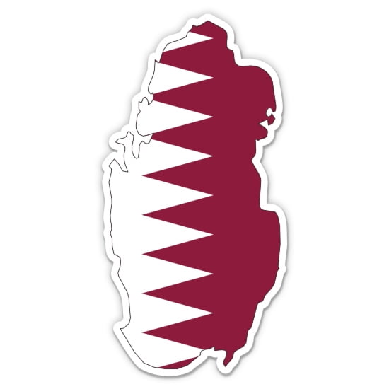 Qatar Flag Country Shape - 3" Vinyl Sticker - For Car Laptop Water ...