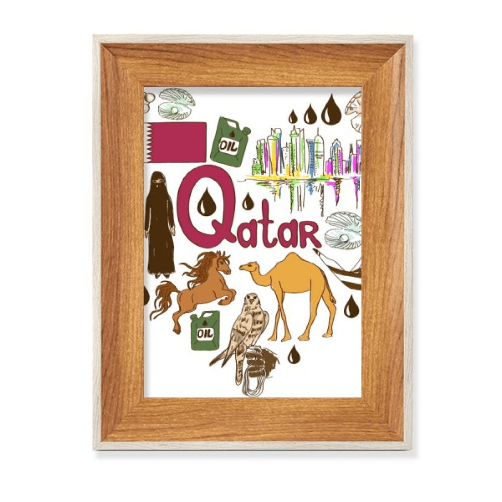 Qatar Love Heart Landscap National Flag Desktop Wooden Photo Frame ...