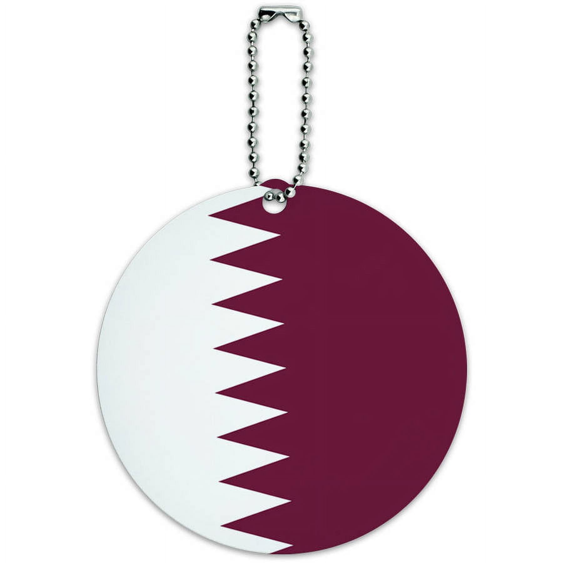 Qatar National Country Flag Round Luggage ID Tag Card for Suitcase or ...