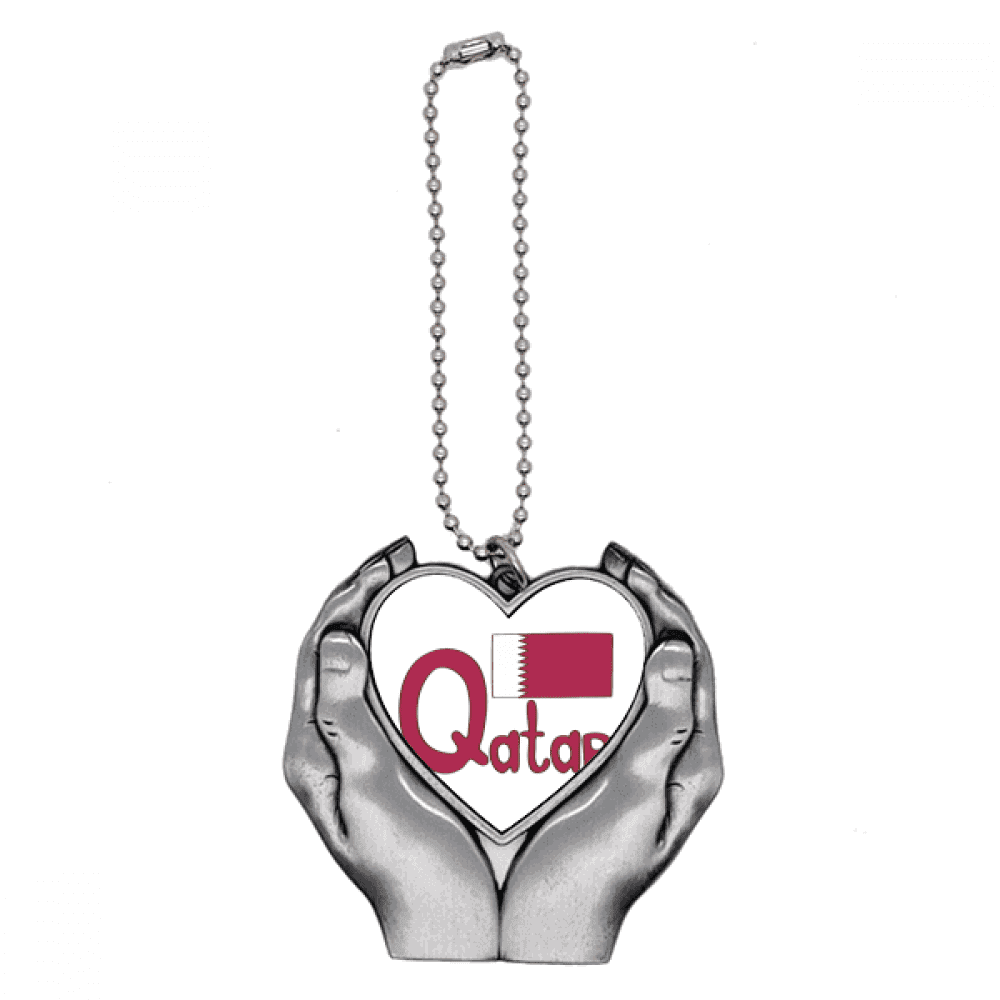 Qatar National Flag Purple Pattern Car Keychain Heart Pendant Ornament ...