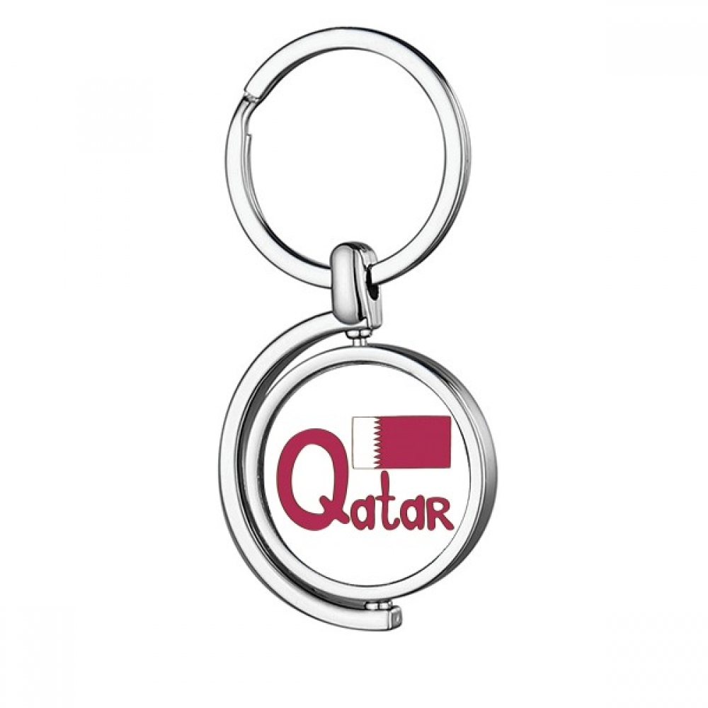 Qatar National Flag Purple Pattern Rotating Keychain Metal Keyring ...