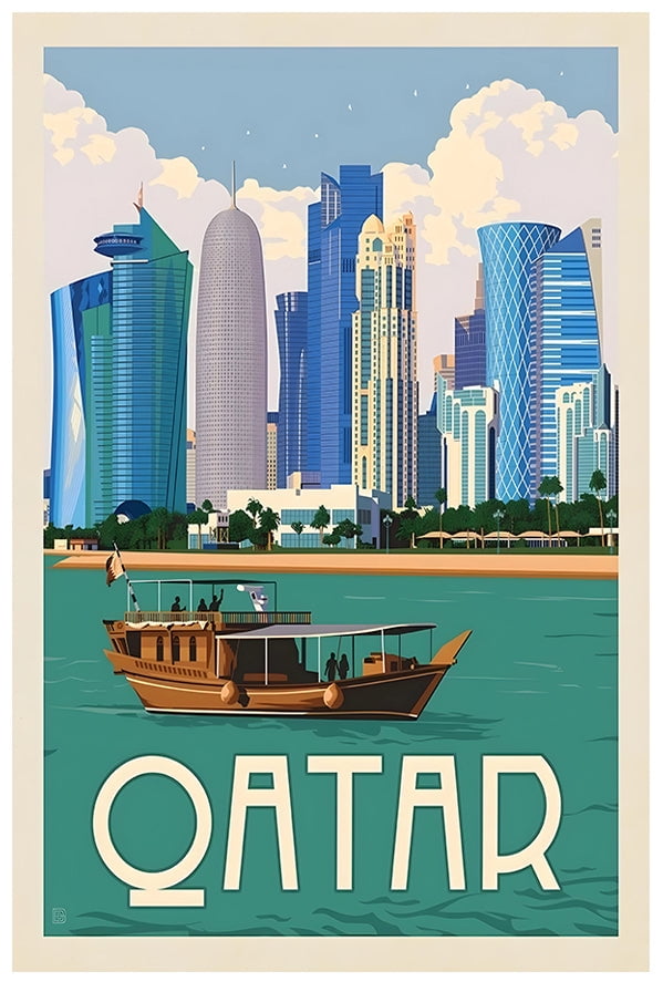 Qatar - Vintage Travel Poster (24x36Inches) - Walmart.com