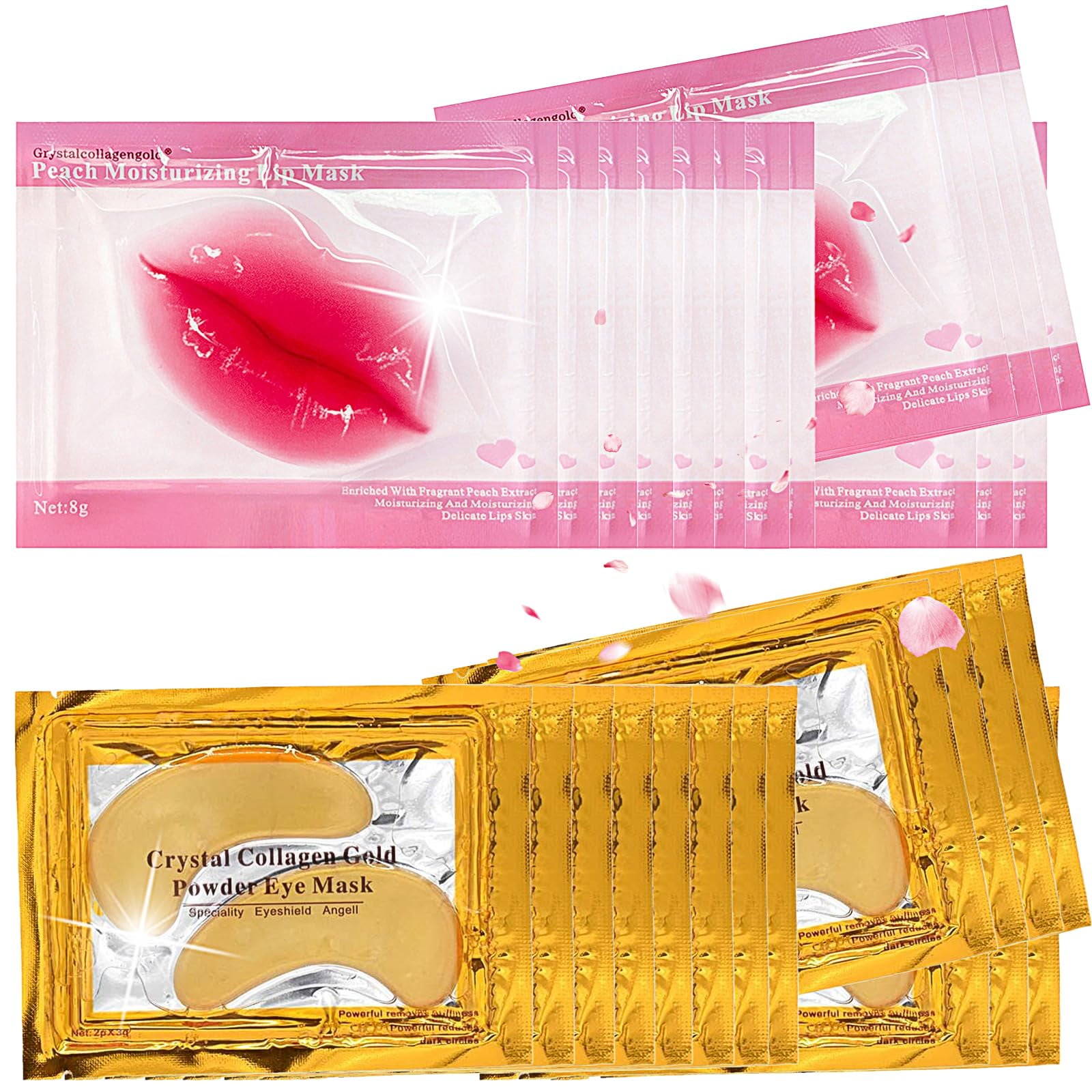 Qawnfy 30 Pairs Lip AKF18 Masks & 24K Gold Gel Eye Masks, Under Eye ...