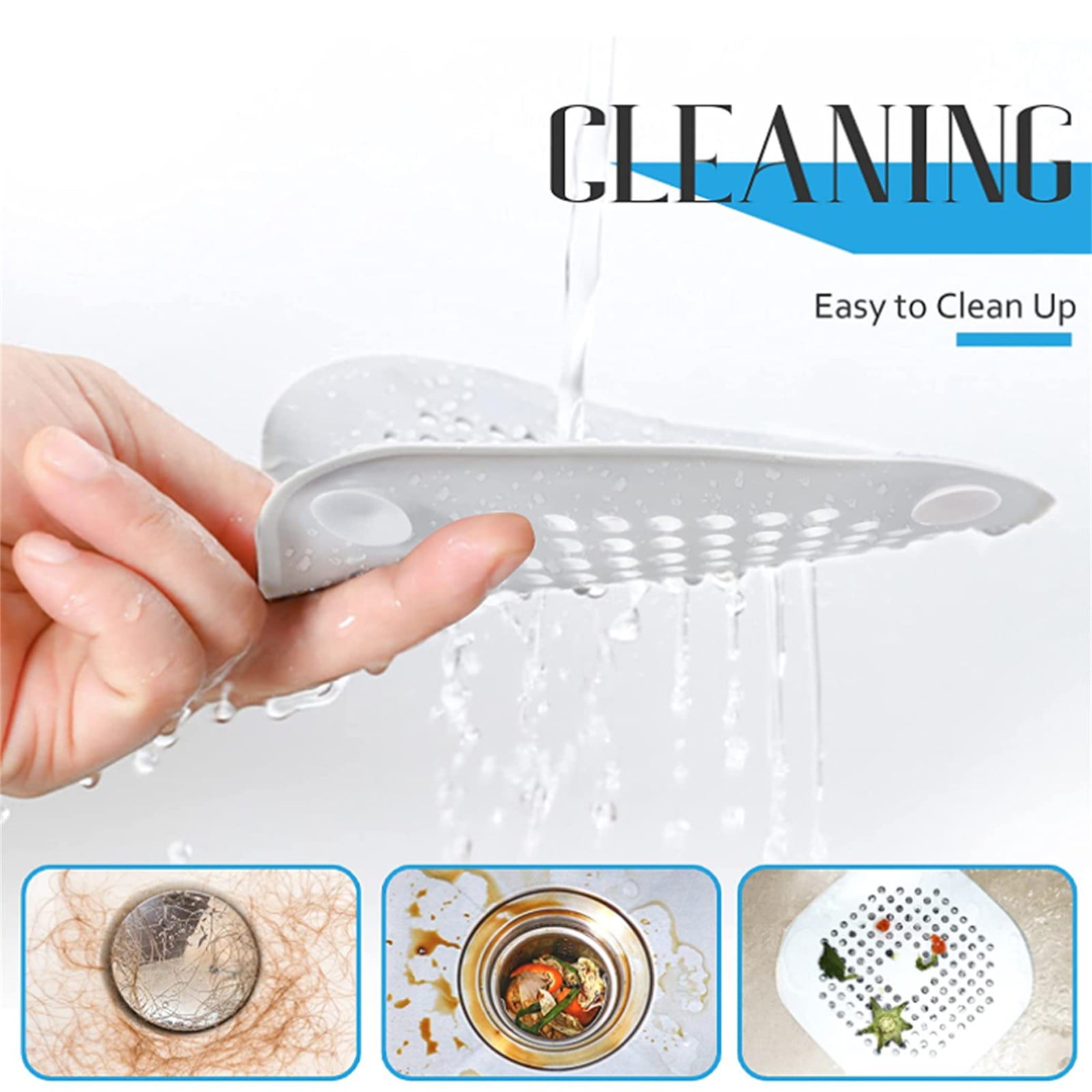 Qazu Drain Hair Catcher Square Silicone Trap Shower Drain Cover With
