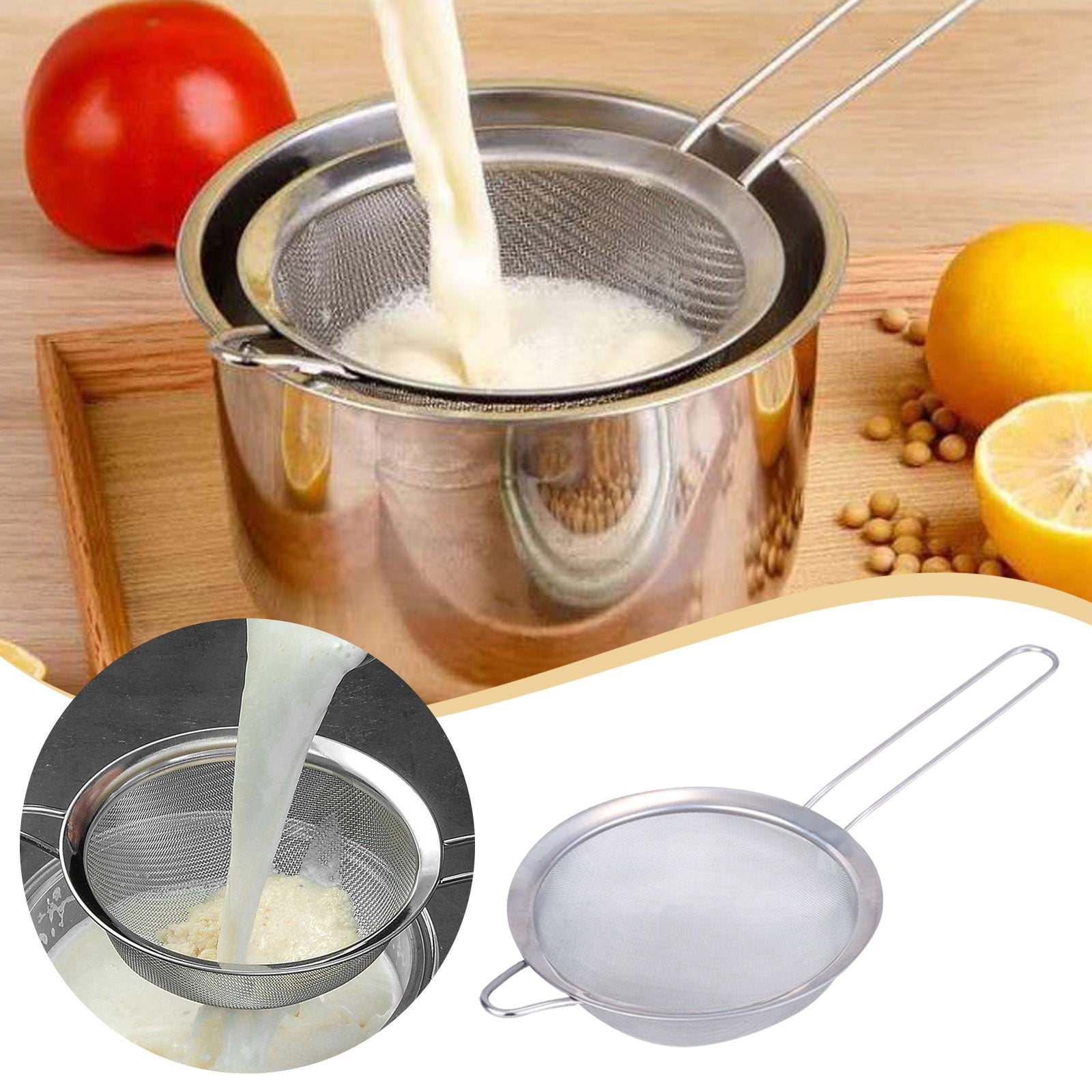Qazu Stainless Steel Strainer Soybean Milk Strainer Juice Sieve Kitchen ...
