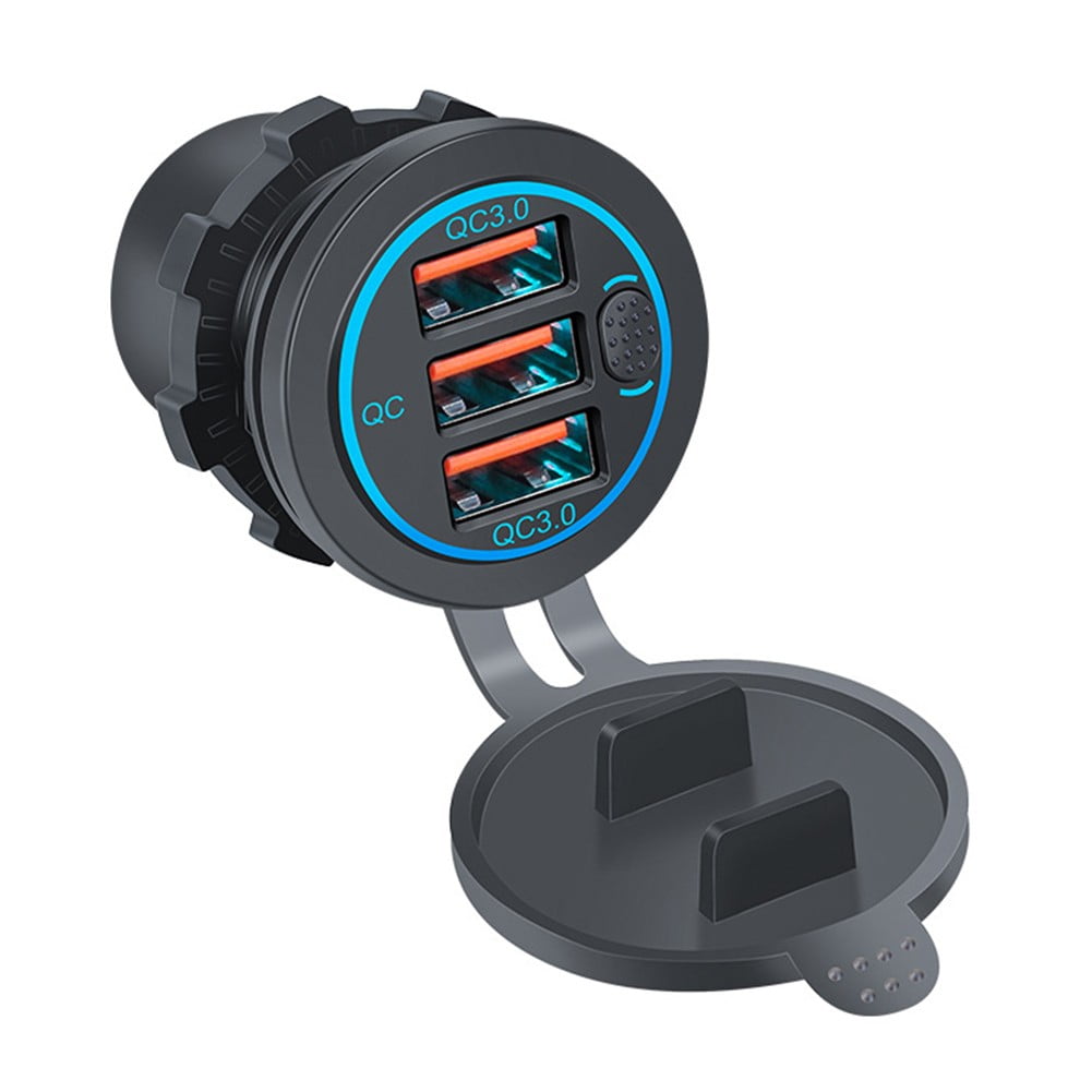 QC3.0 Quick Charger 3USB Port Socket Power Outlet LED for 12-24V Car ...