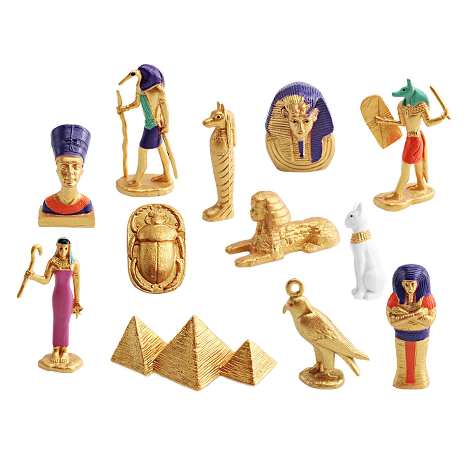 QccHieUs 12 Pieces Ancient Egypt Toys Miniature Egyptian Figurines ...