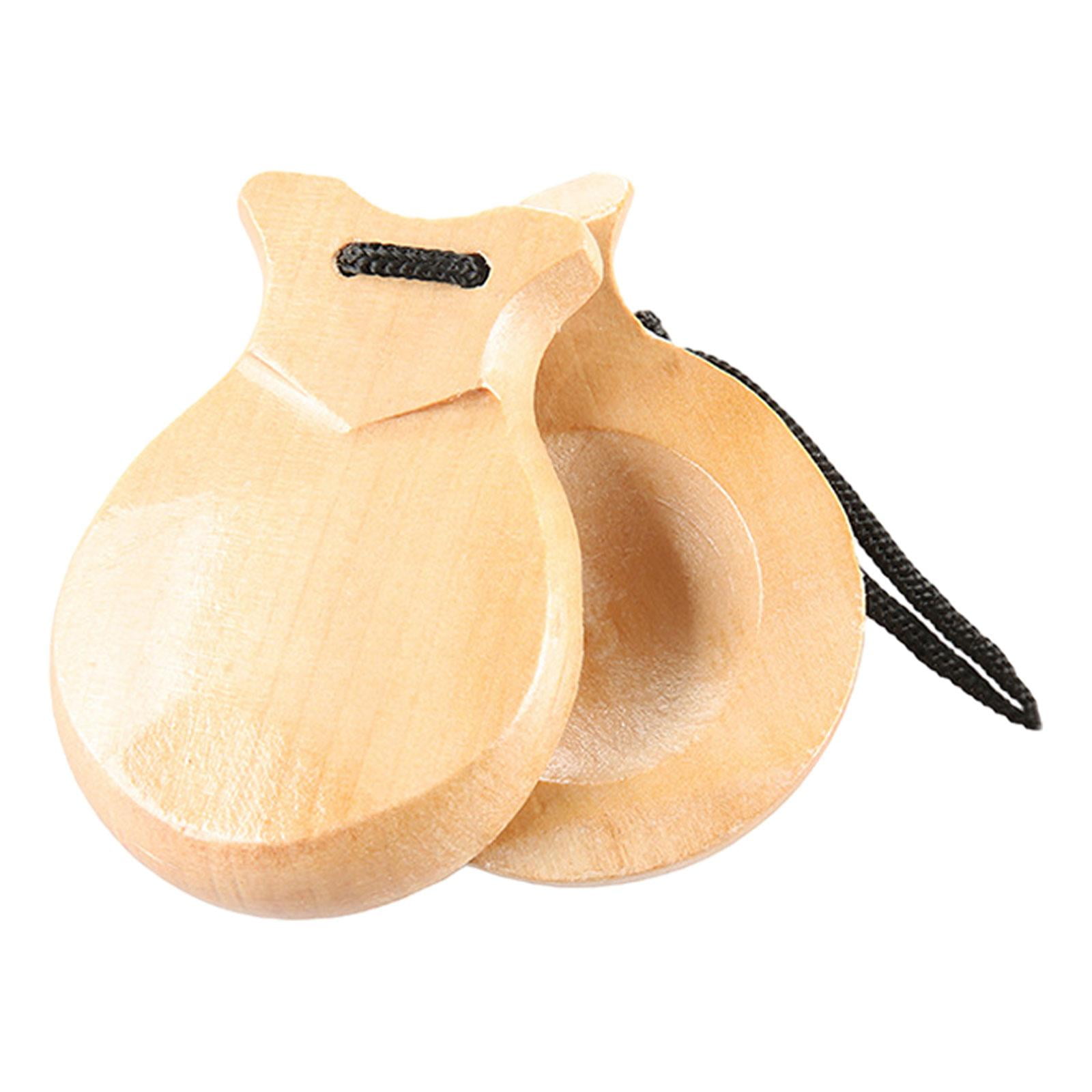 QccHieUs 2Pcs Solid Wood Spanish Clapper Finger Castanet Kindergarten ...