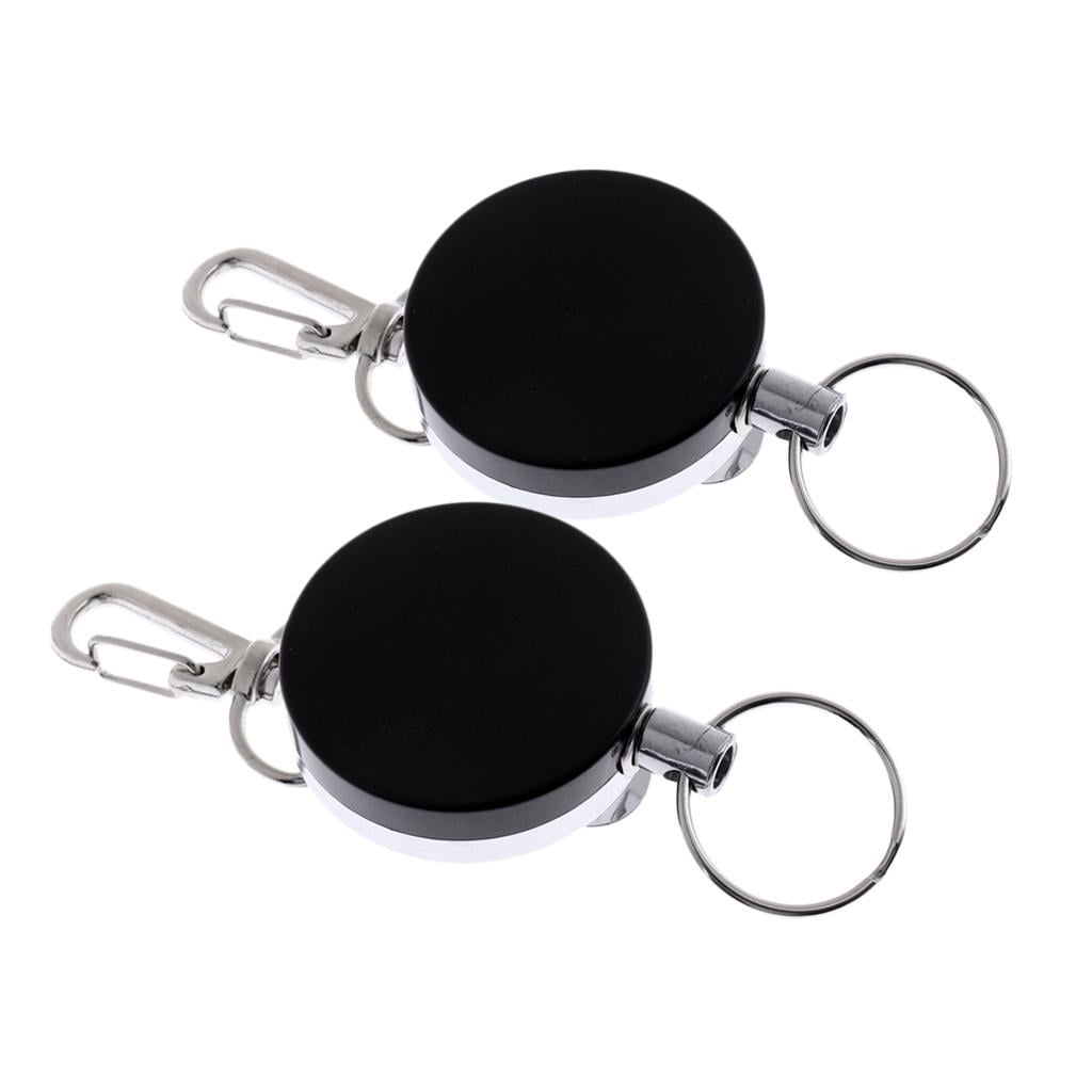 QccHieUs 2pcs Practical Retractable Metal Wire Rope Keyring Key Chain ...