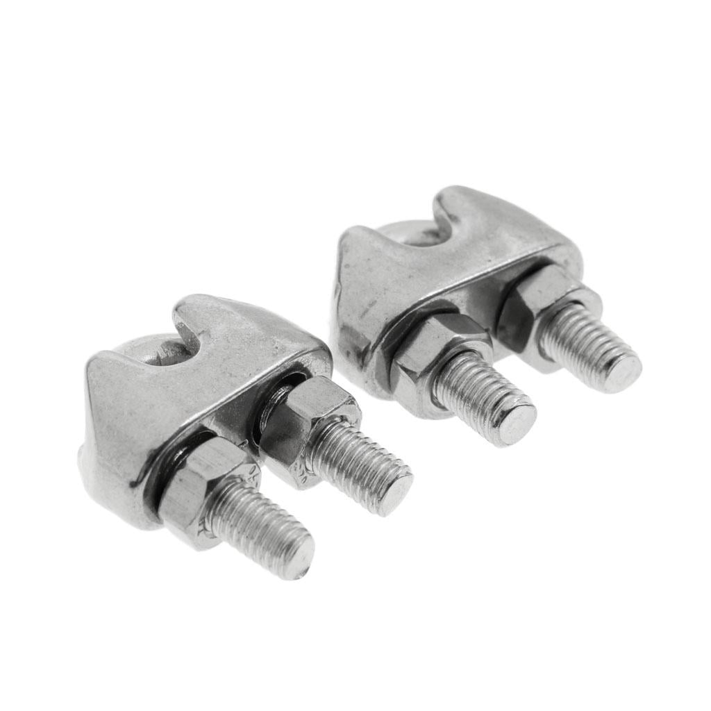 QccHieUs 2x 304 Stainless Steel Wire Rope Grip U-Shaped Cable clip and ...