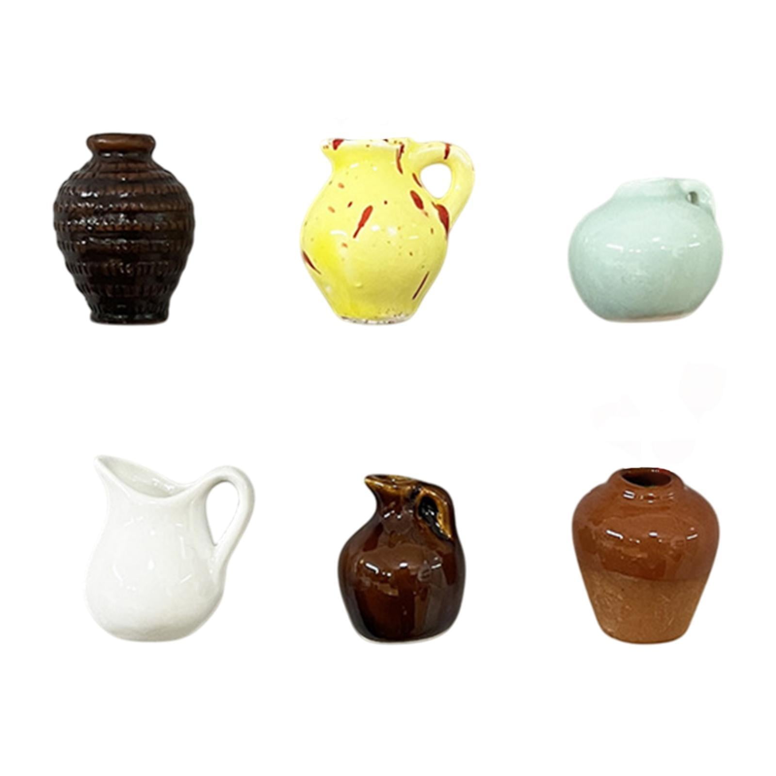 QccHieUs 6 Pieces Cute Ceramic Vases 3D Simulation Tiny 3D Plant Vases ...