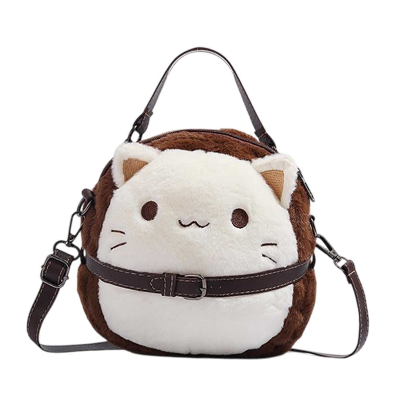 QccHieUs Cat Plush Bag Adorable Wallet Travel Purse Stuffed Animal Bag ...