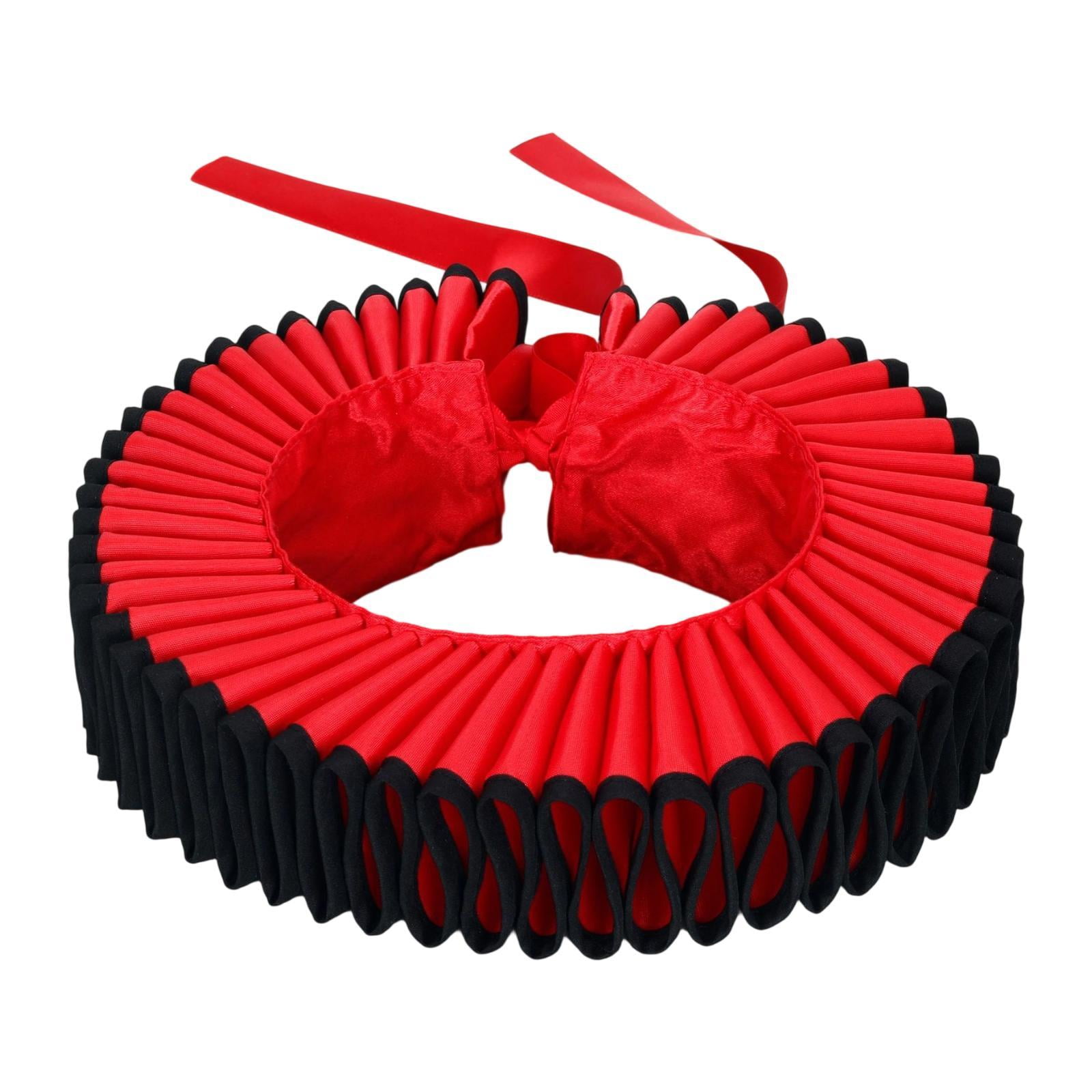QccHieUs Elizabethan Neck Ruff Sturdy Detachable for Photography Props Party Supplies Red Black ...