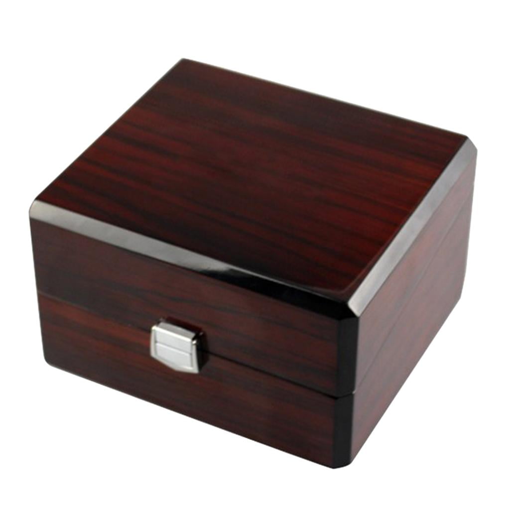 QccHieUs Luxury Brown Wooden Single Gird Wristwatch Organizer Display ...