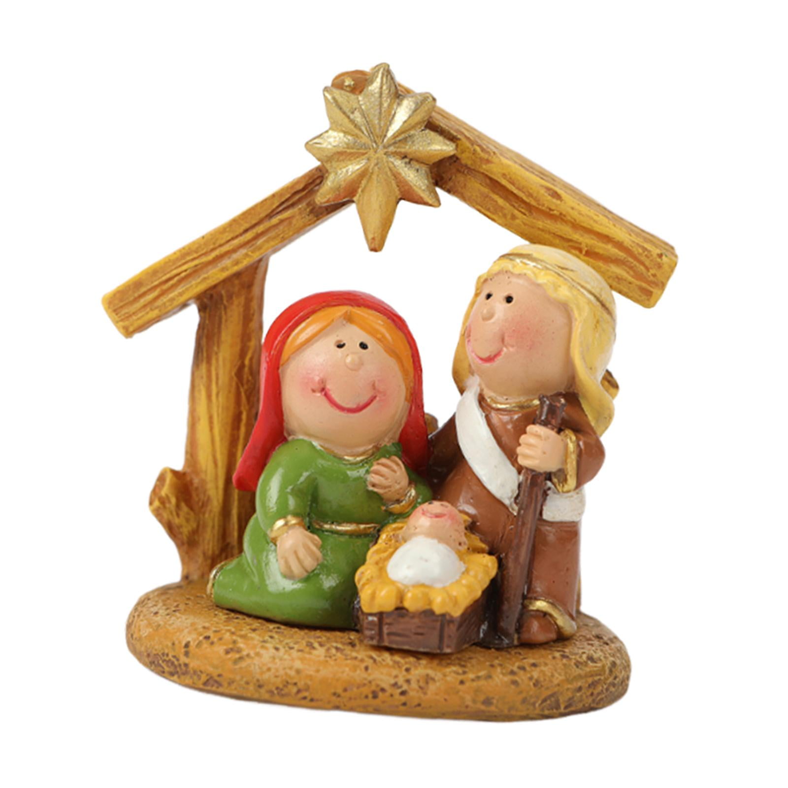 QccHieUs Nativity Scene Set Figures Jesus Mary Joseph Figurines Resin ...