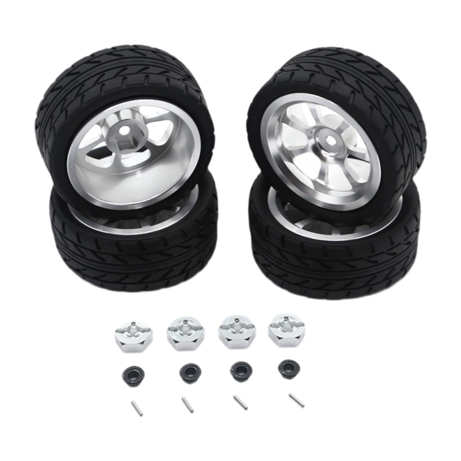 QccHieUs RC Wheel Rims Rubber Tires Kit Replacement M3 Wheel Nut for ...