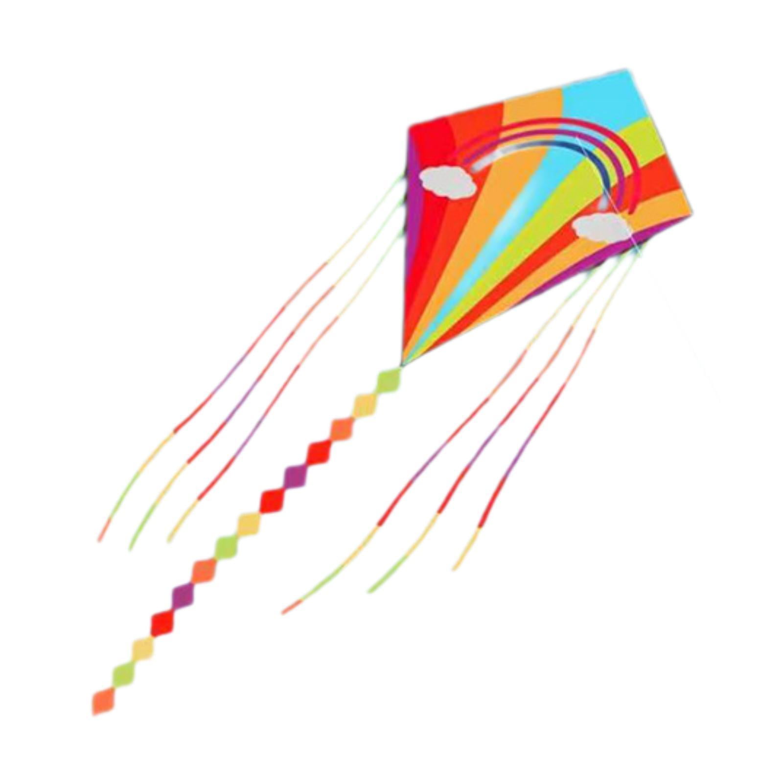 QccHieUs Rainbow Diamond Kite 100M Line Handle Included Easy to Fly ...