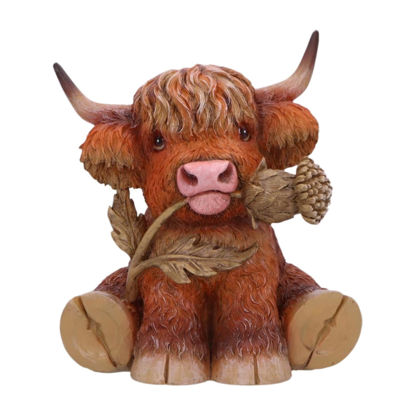 QccHieUs Realistic Highland Cow Figurine Realistic Detailed Action ...