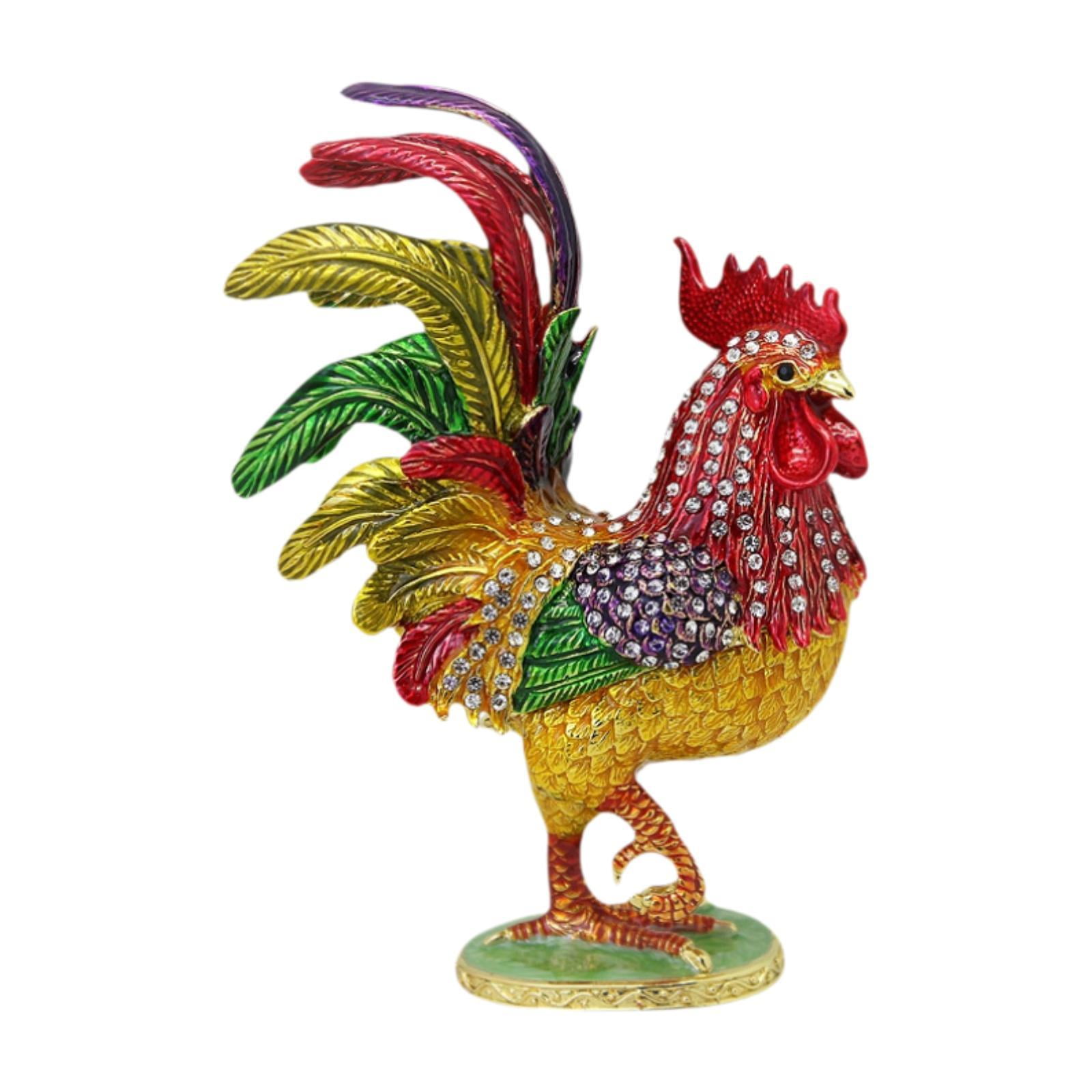 QccHieUs Rooster Jewelry Box Rooster Statue Figurine Portable Ornament ...