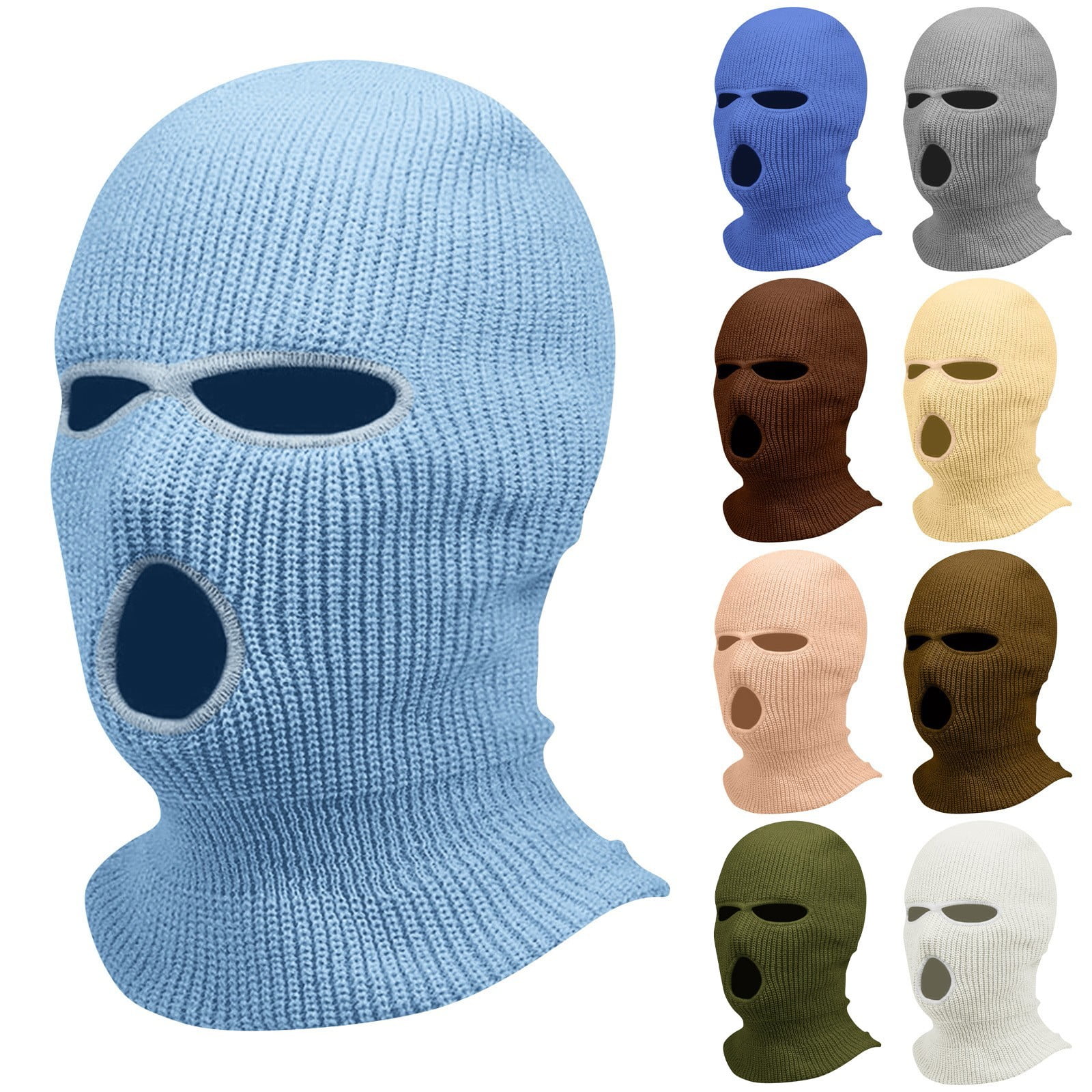 Qcmgmg 3 Holes Ski Mask Full Face Cover Outdoor Balaclava Winter ...