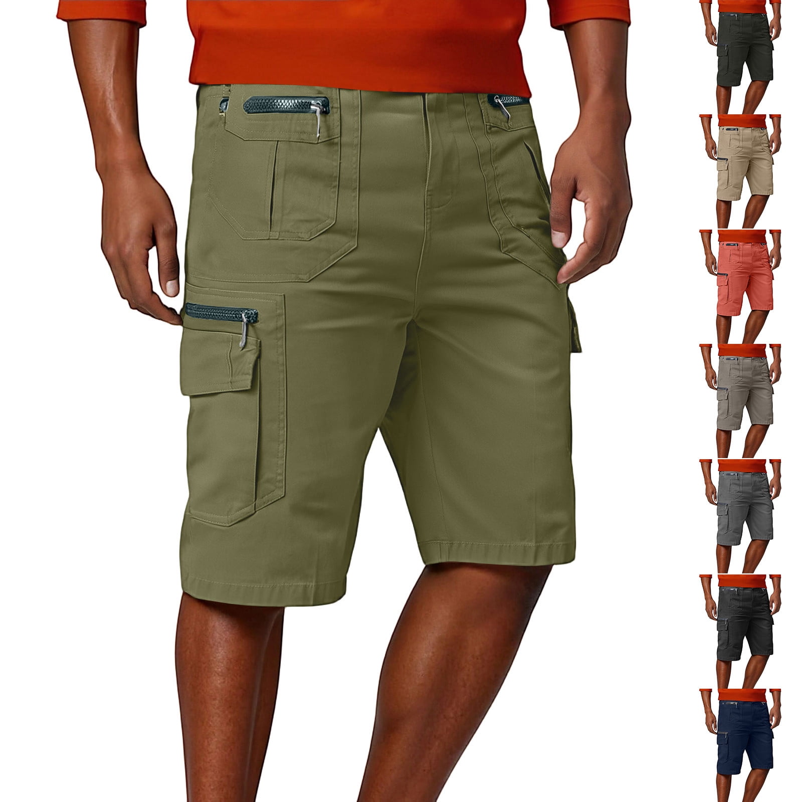 Qcmgmg Cargo Shorts for Men Relaxed Fit Elastic Waist Pocket Work ...
