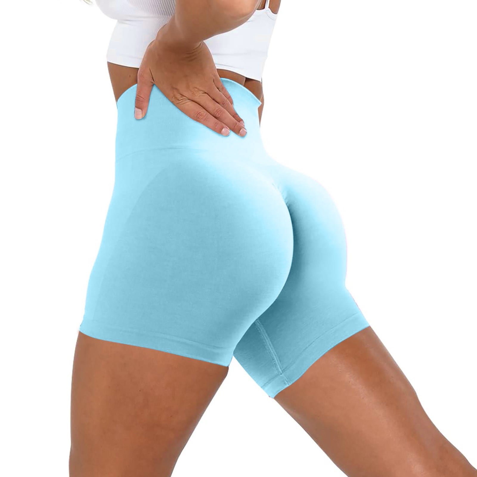 Qcmgmg Gym Shorts Women Scrunch High Waisted Athletic Slim Fit Exercise Yoga Shorts For Women
