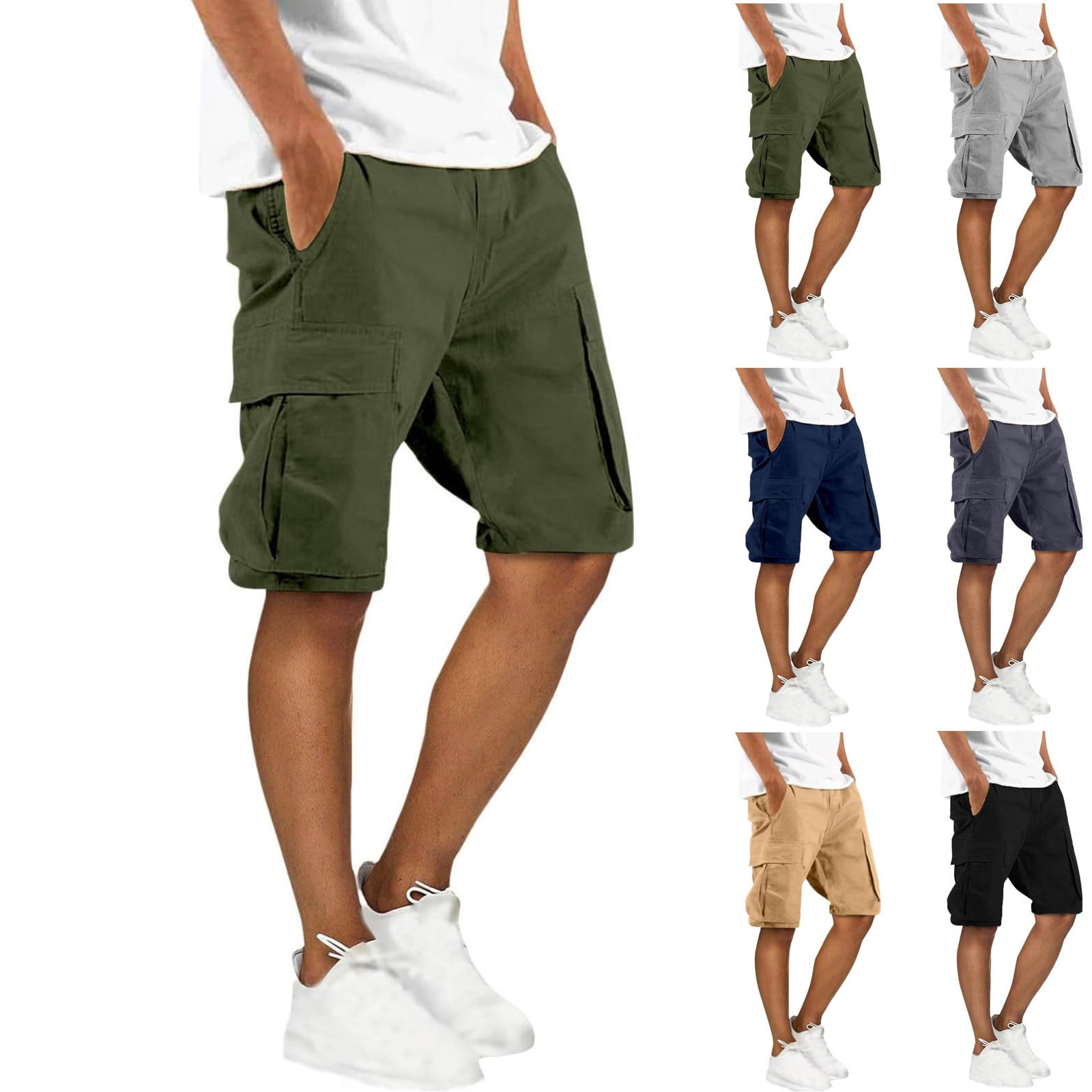 Qcmgmg Mens Plus Size Knee-Length Pants Athletic Sport Short Pant ...
