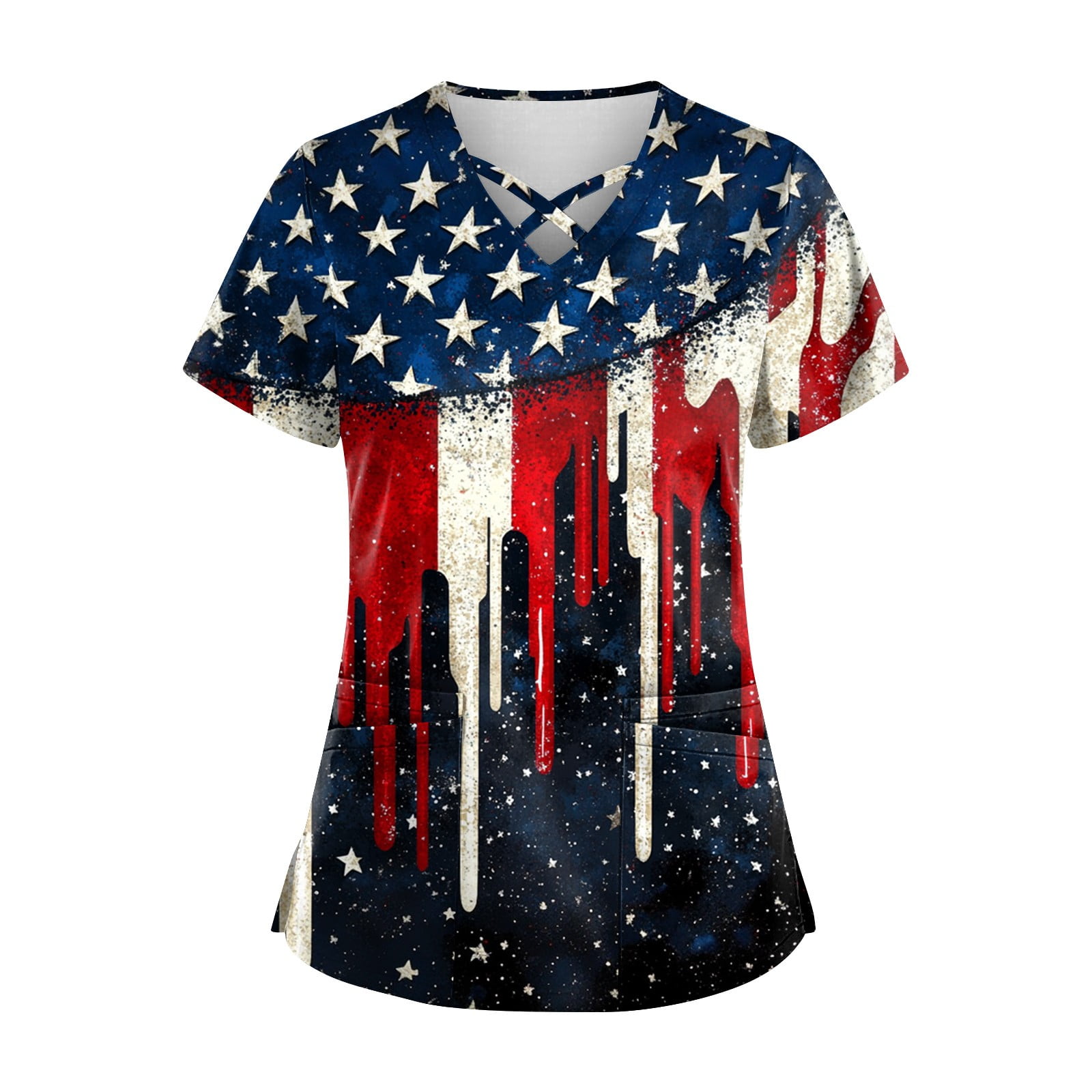 Qcmgmg Patriotic Scrubs for Women Fourth Of July Nursing 4th Of July ...