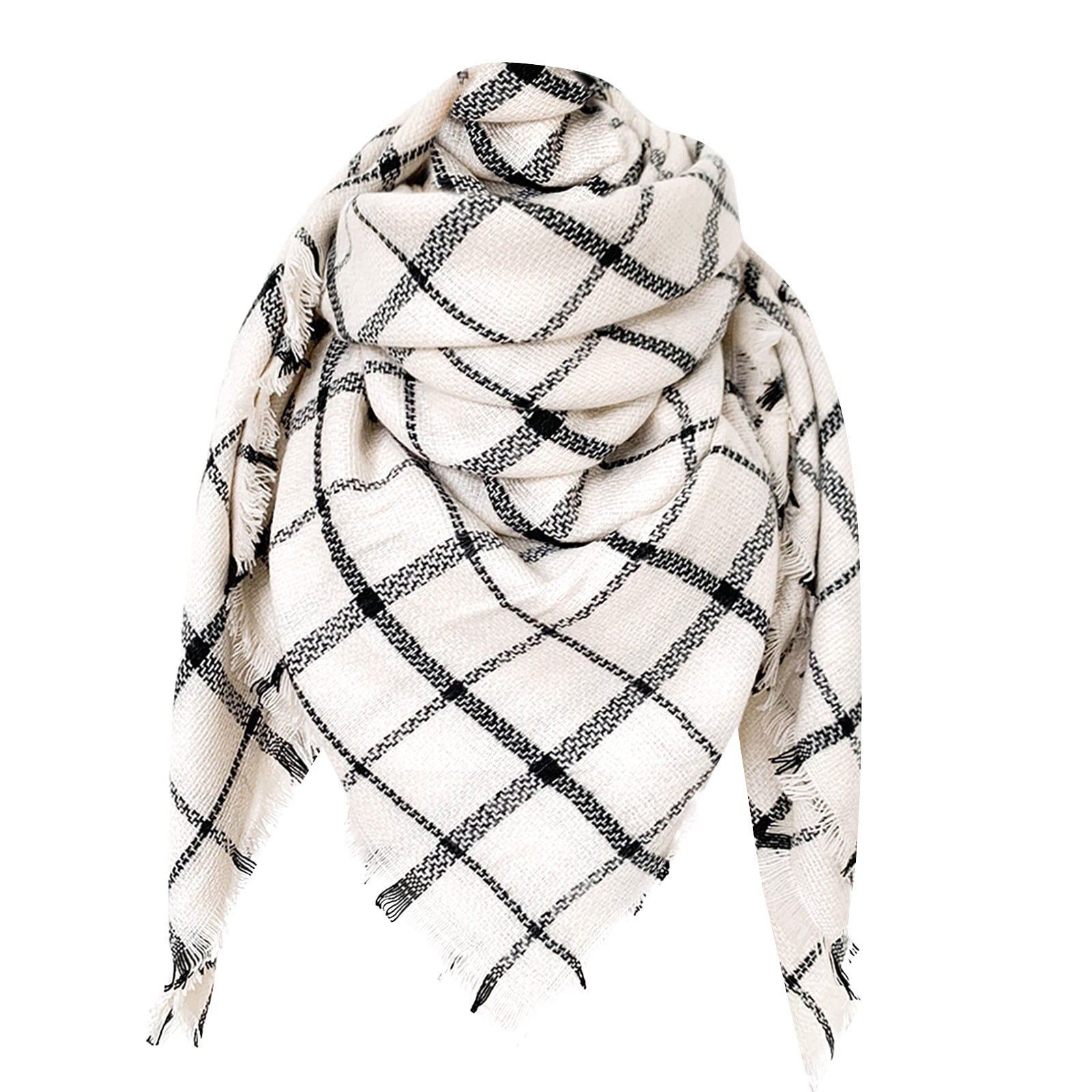 Qcmgmg Winter Plaid Soft Scarves For Women Warm Soft Scarves Cold Weather Thick Thermal Unisex