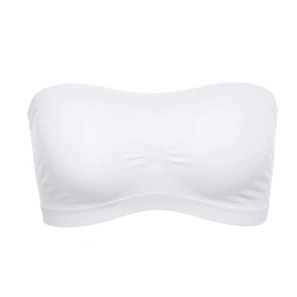 Qcmgmg Wireless Strapless Bra Padded Tube Top Bras for Women No ...
