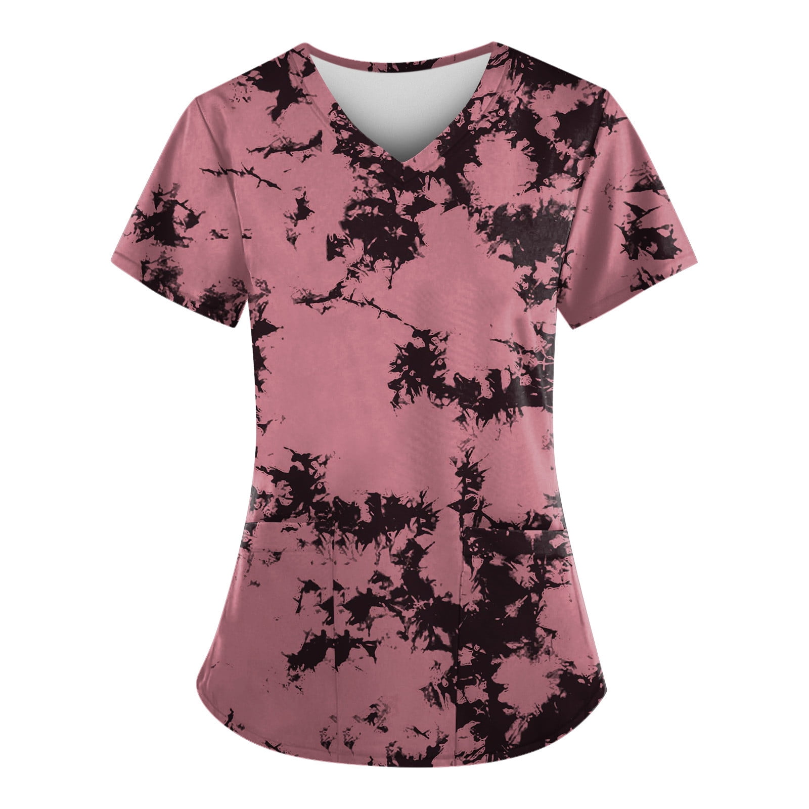Qcmgmg Women Scrubs Short Sleeve Uniforms V Neck Medical Scrubs Shirts