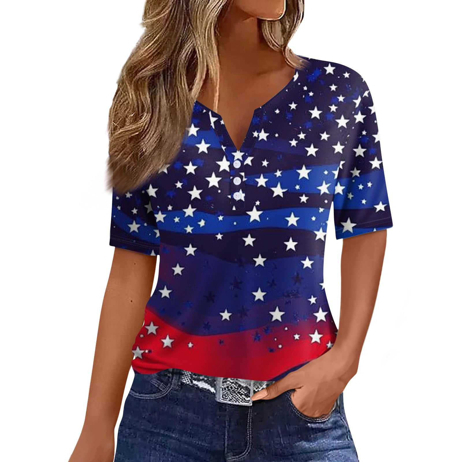 Qcmgmg Womens Independence Day Shirts 1776 4th of July Tops Short ...