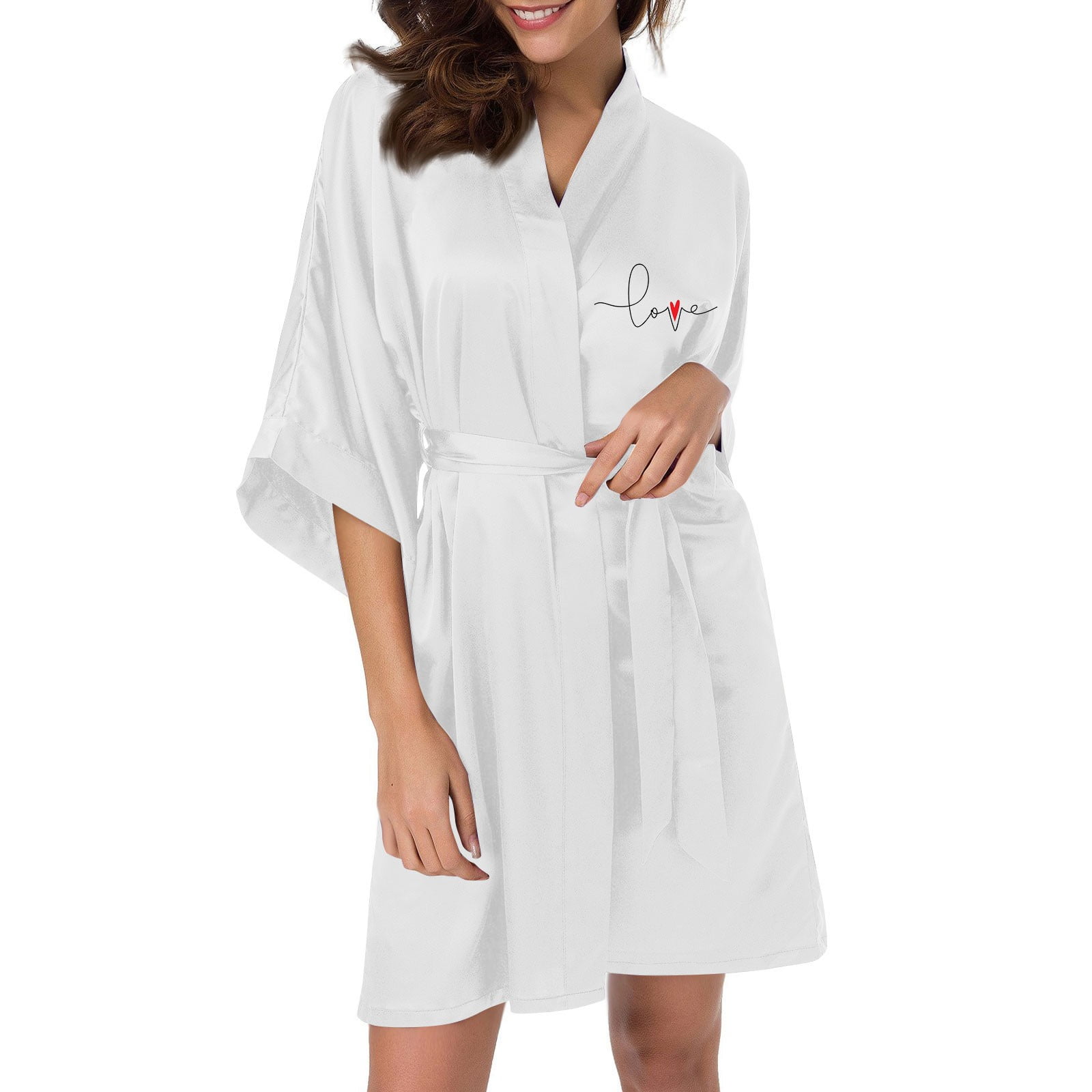 Qcmgmg Womens Lightweight Robes for Summer Letter Print Loungewear ...