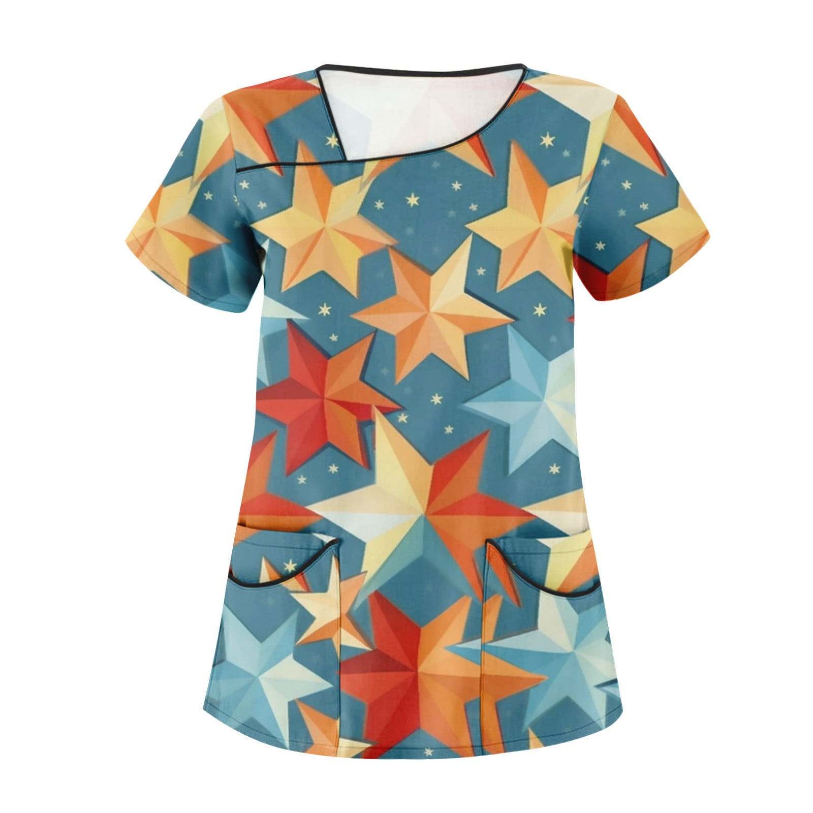 Qcmgmg Womens Scrub Tops Casual V Neck Uniforms Scrubs Shirts Plus Size ...