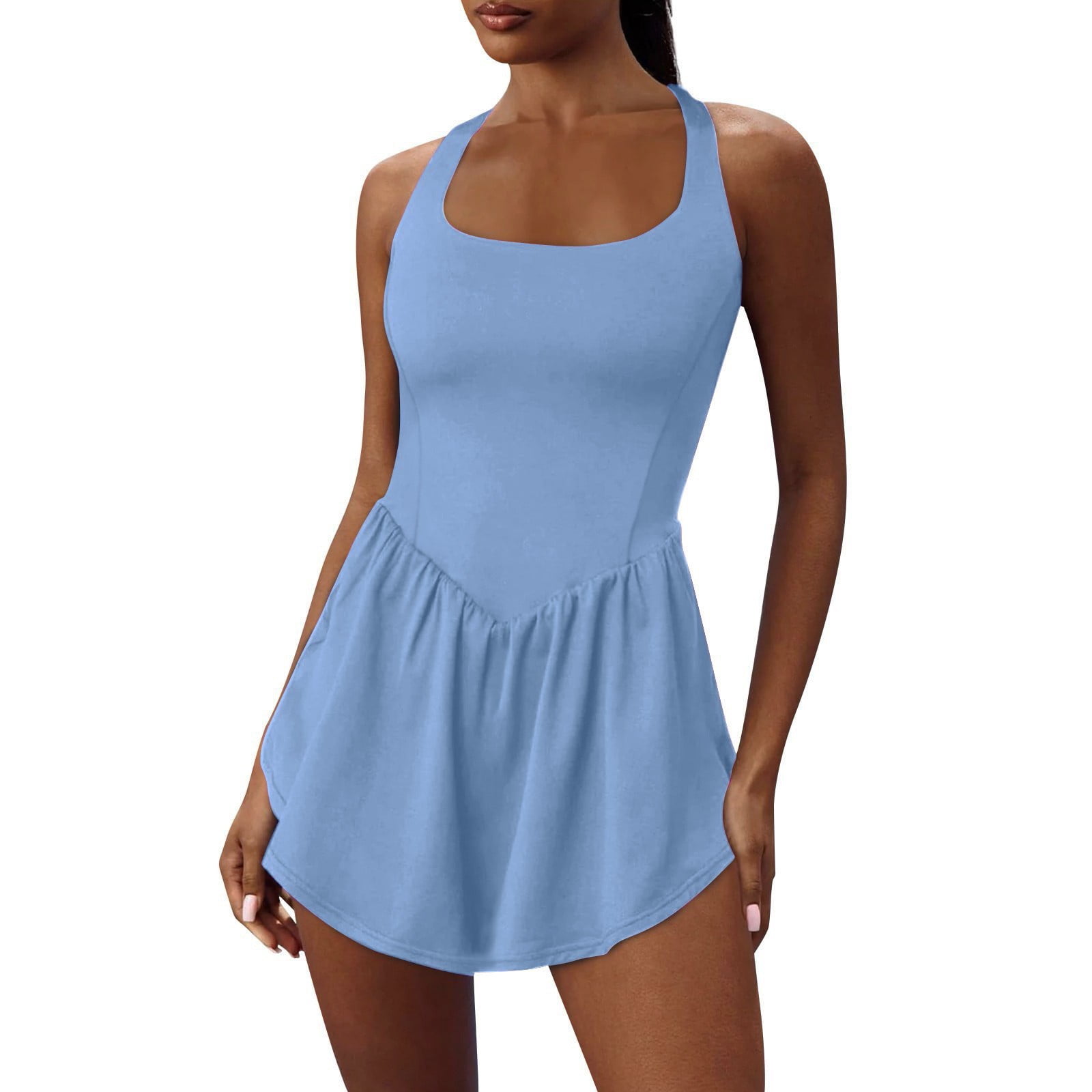 Qcmgmg Womens Workout Romper Running Onesie Short One Piece Jumpsuits ...