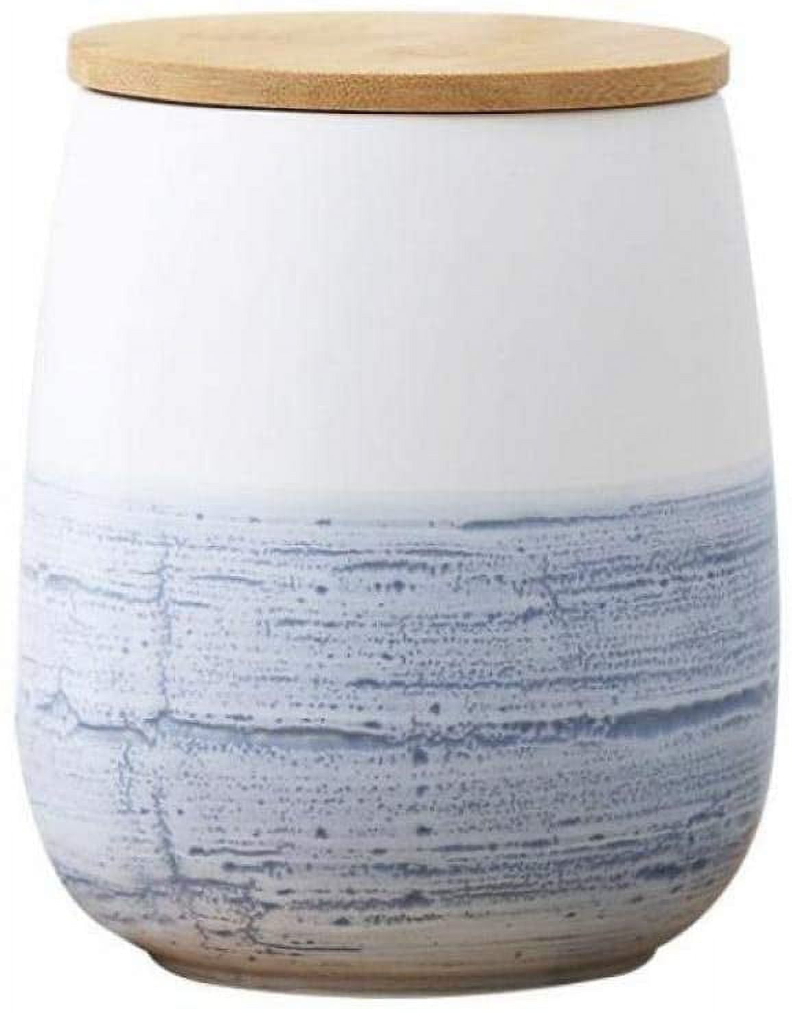 Qczoyp White Ceramic Food Storage Canister with Airtight Bamboo Lid ...