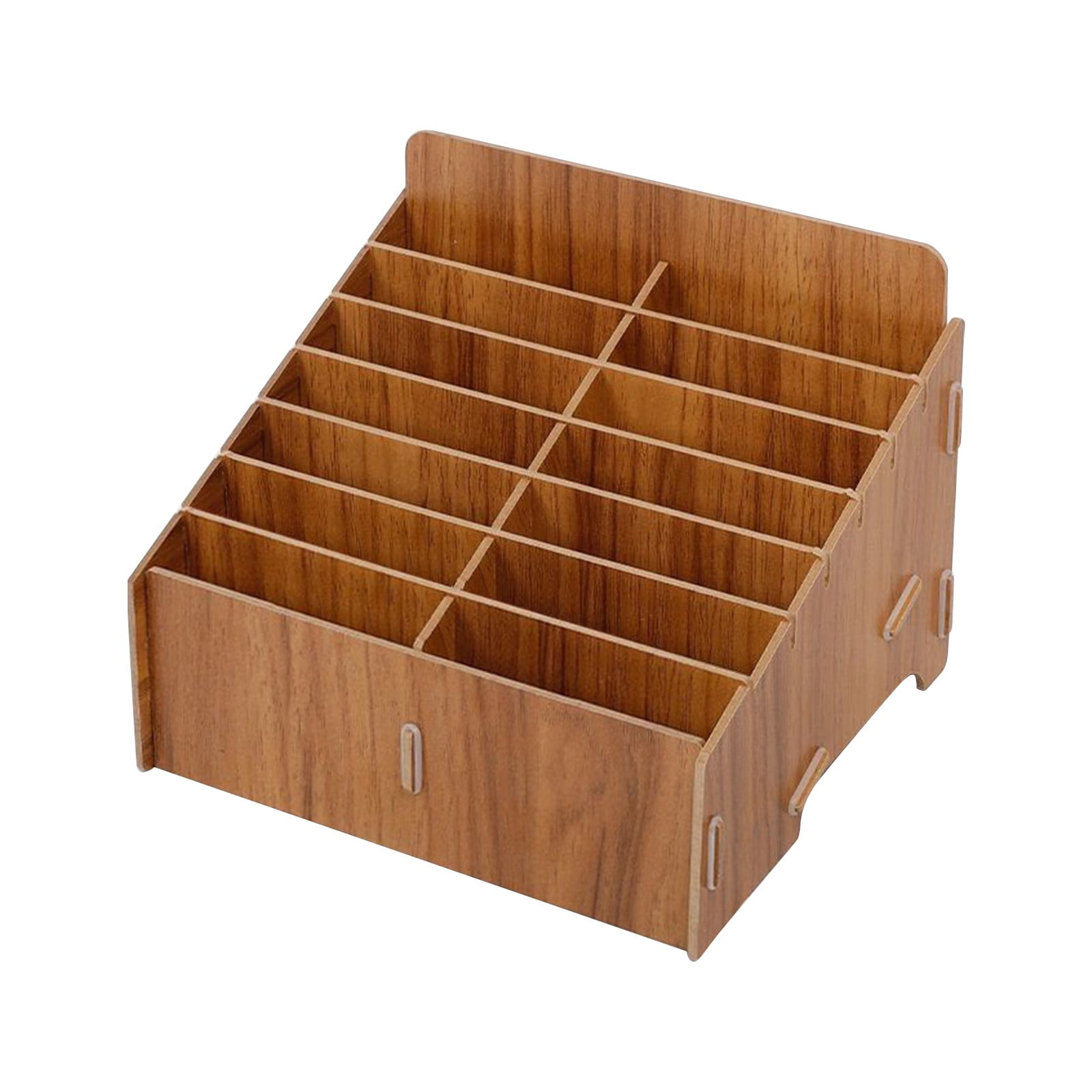 Qdahuk 14 Cells Desktop Organizer Wooden Desk Organizer Desktop File ...