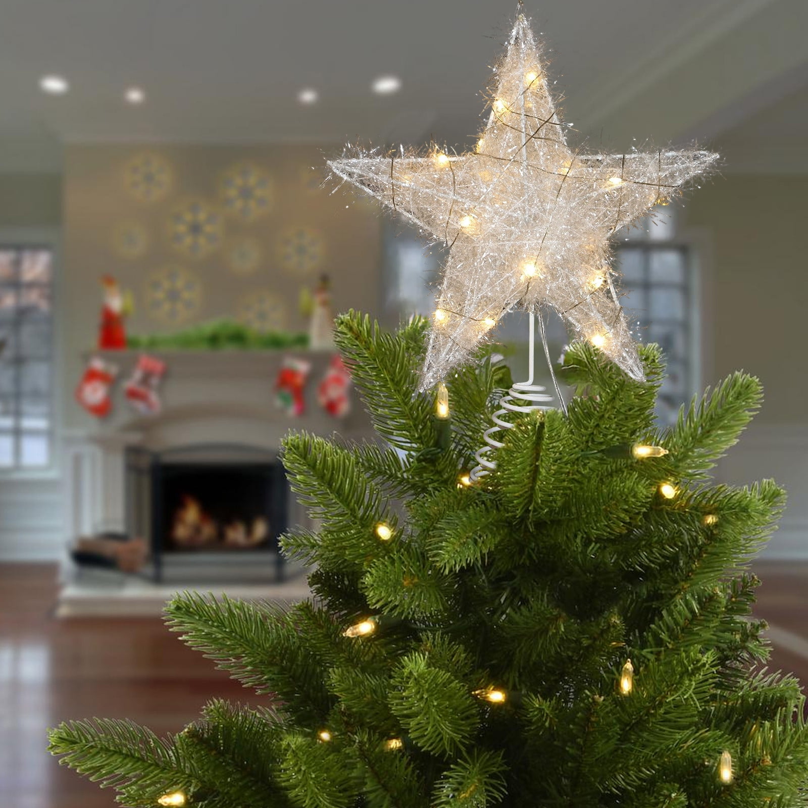 Qdahuk Christmas Tree Topper Star,Small Iron Five-Pointed LED Star Tree ...