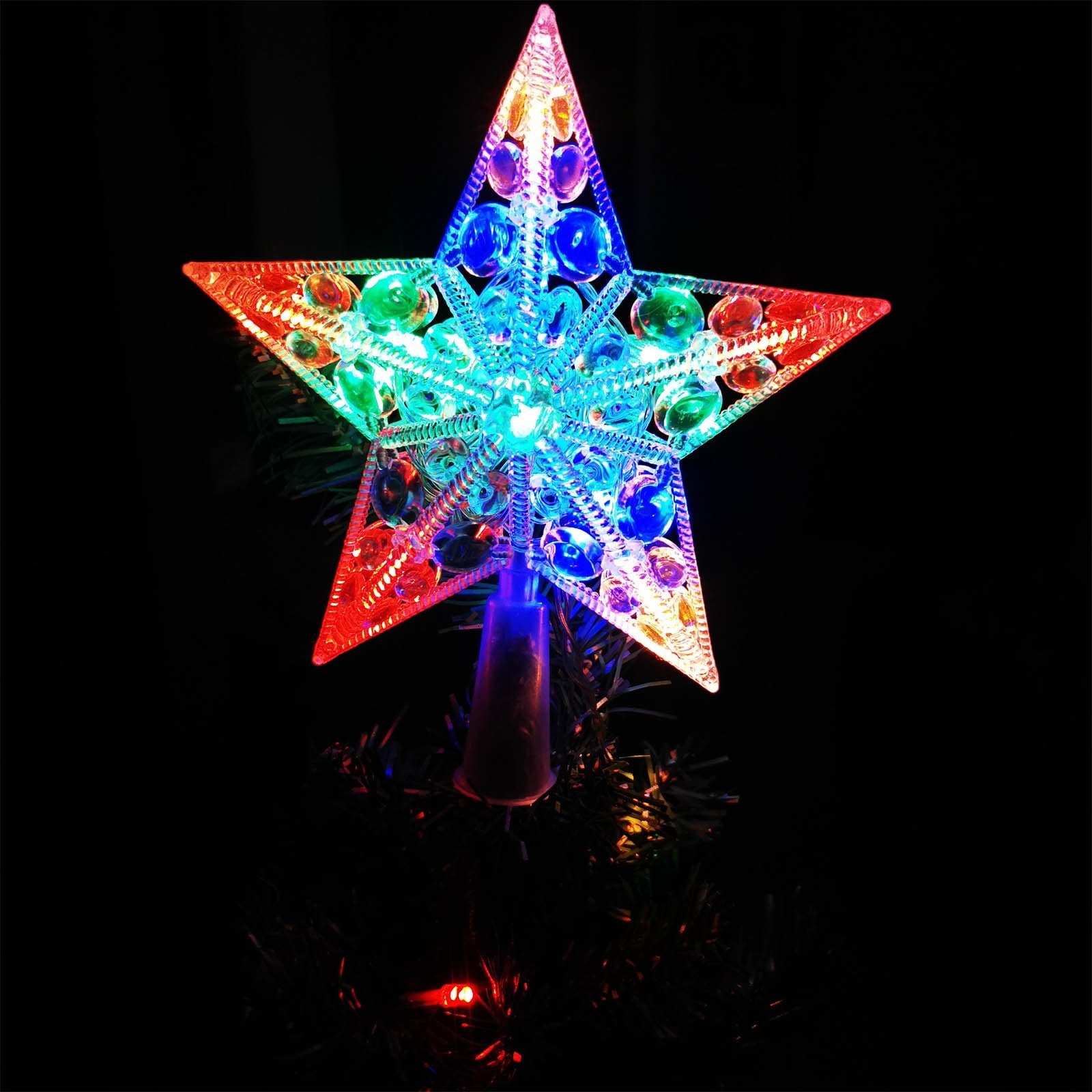 Qdahuk LED Christmas Tree Topper Star Light Five Point Design Colorful ...