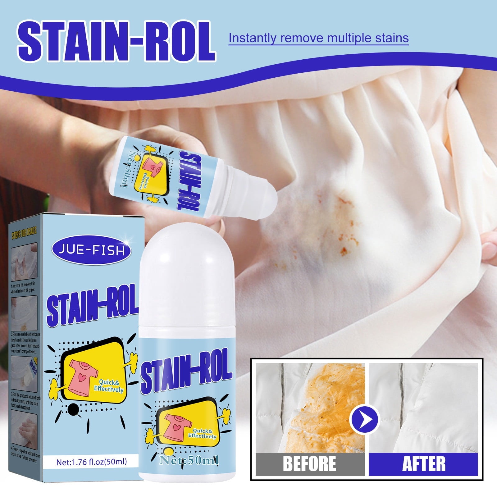 Qdahuk Stain Remover Roller-ball Cleaner, Stain-removing Roller-ball No ...