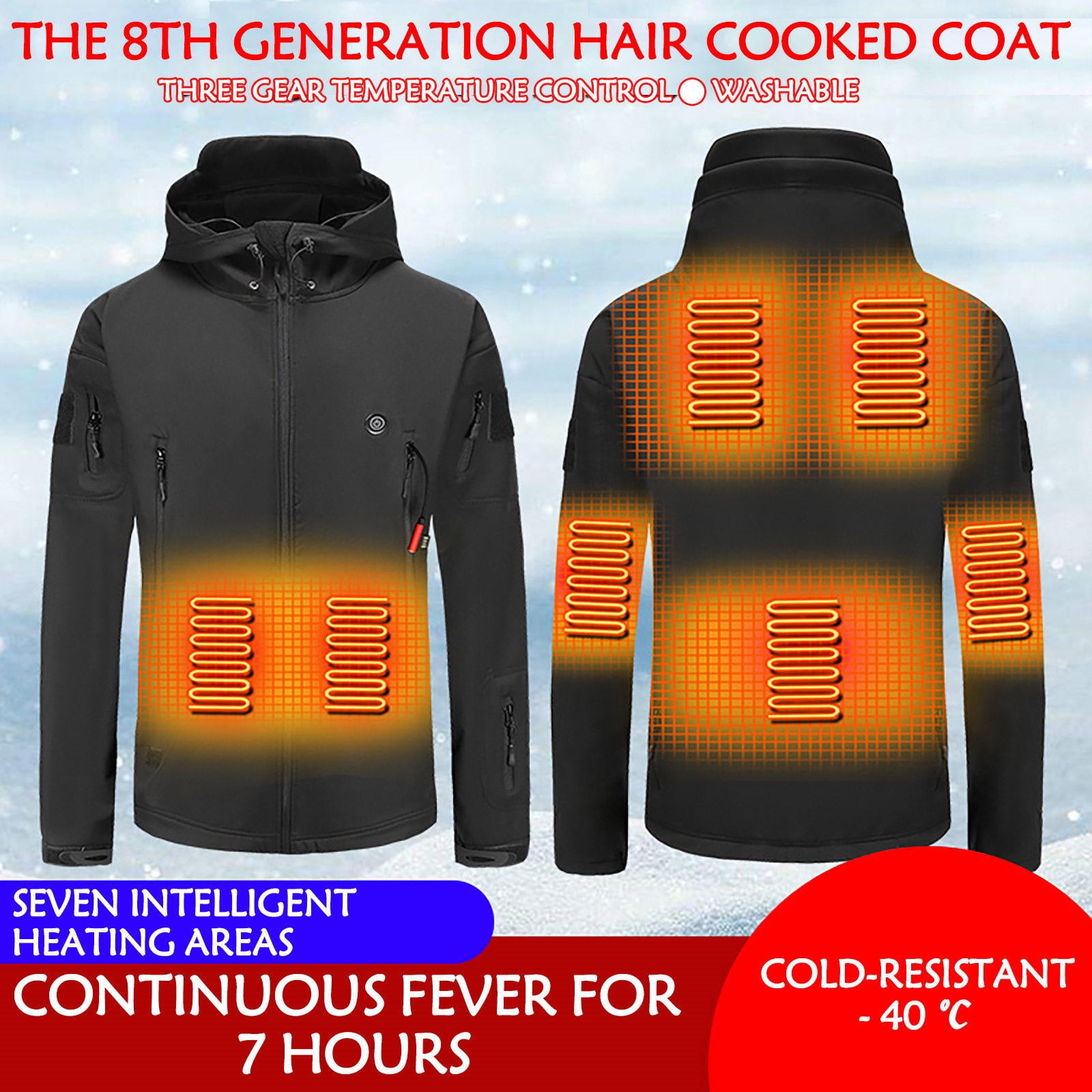 Qeaghou Camo Heated Jackets for Men 2024 Winter Warm Hooded Heated ...