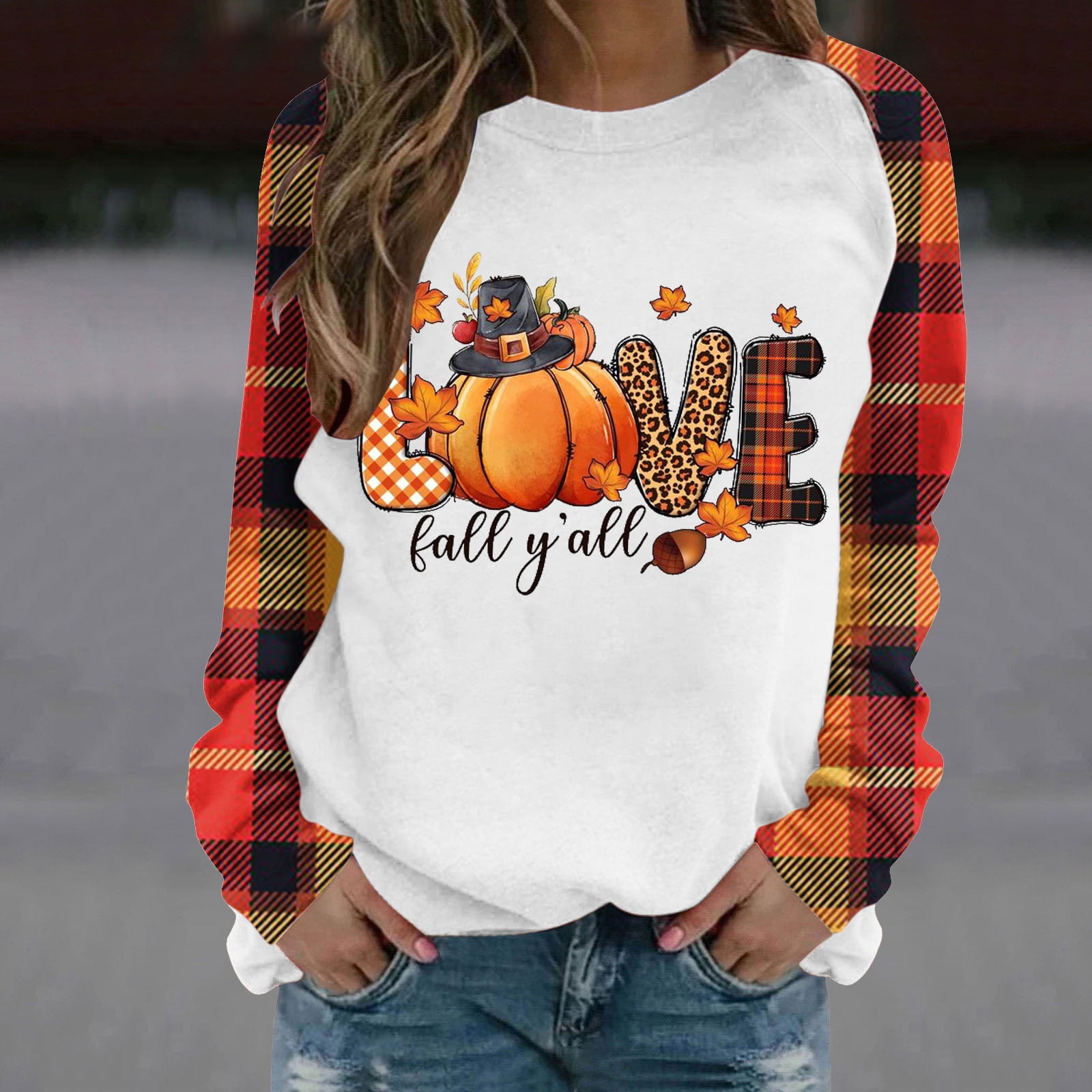 Qeaghou Halloween Shirts for Women Pumpkin Coffee Graphic Sweatshirts ...
