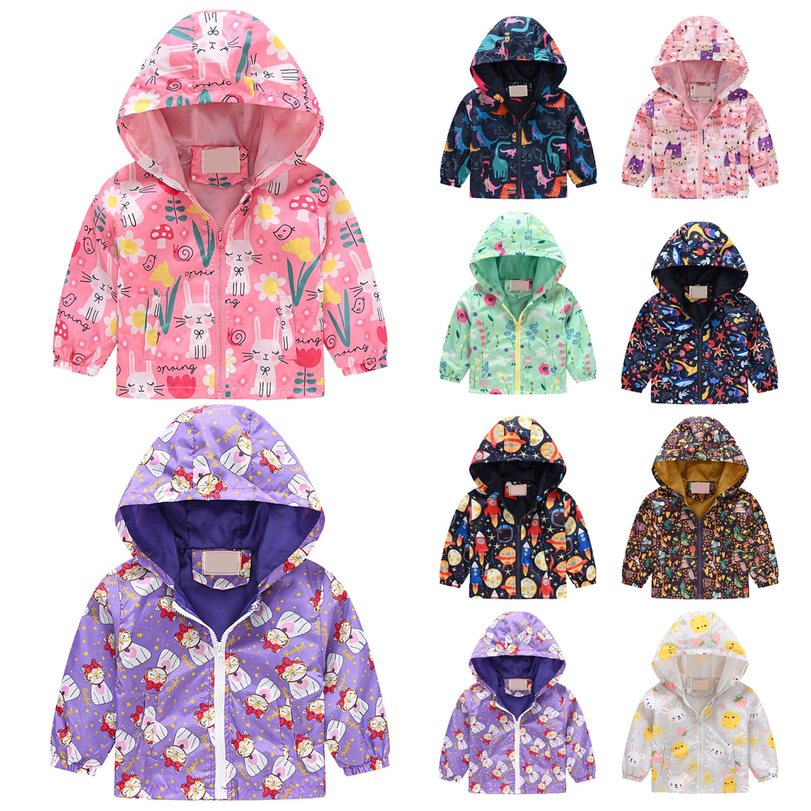 Qeaghou Kids Raincoats Waterproof with Hood Toddler Rain Jacket Boys ...