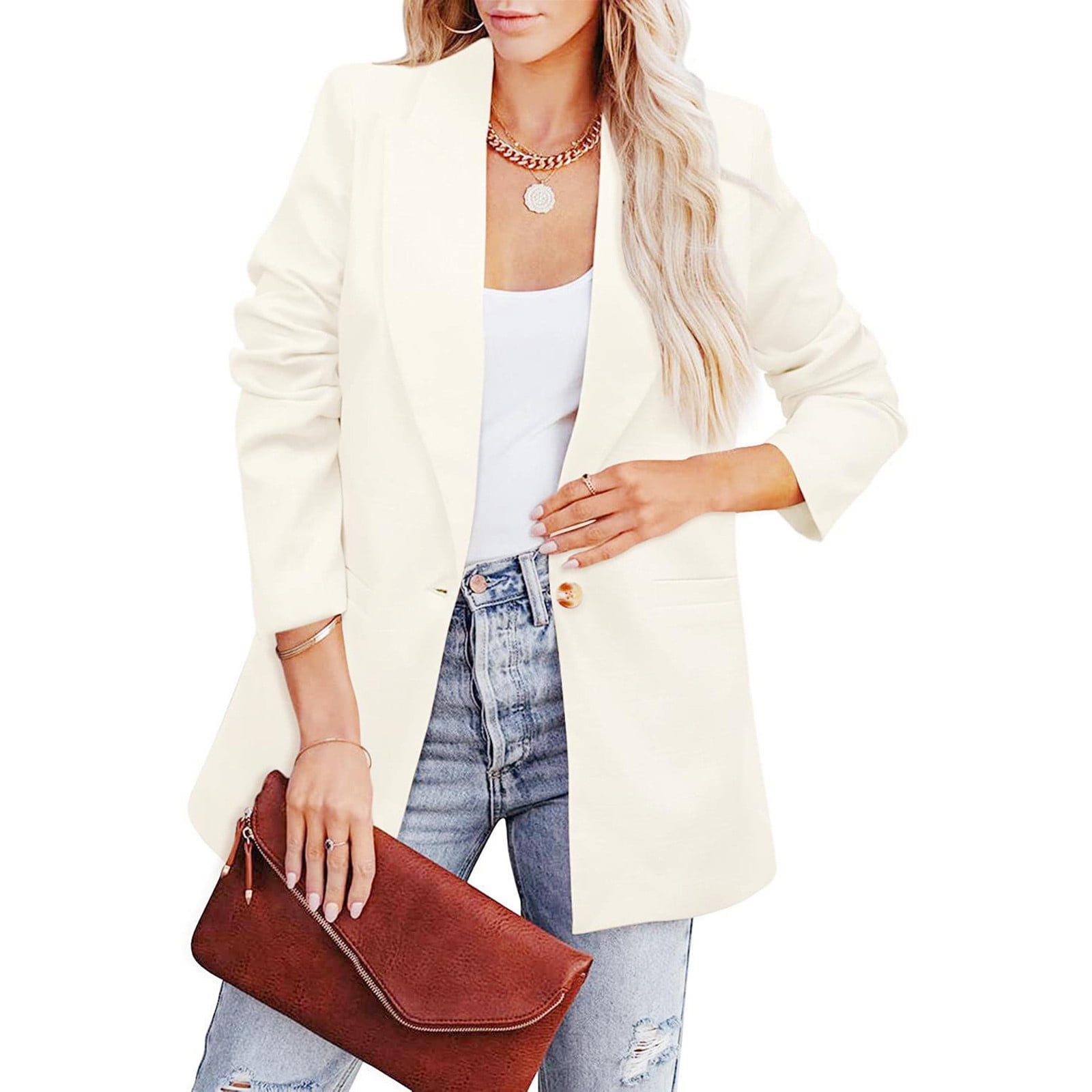 Qeaghou Blazers for Women Casual Lightweight Long Sleeve Suit Jackets ...