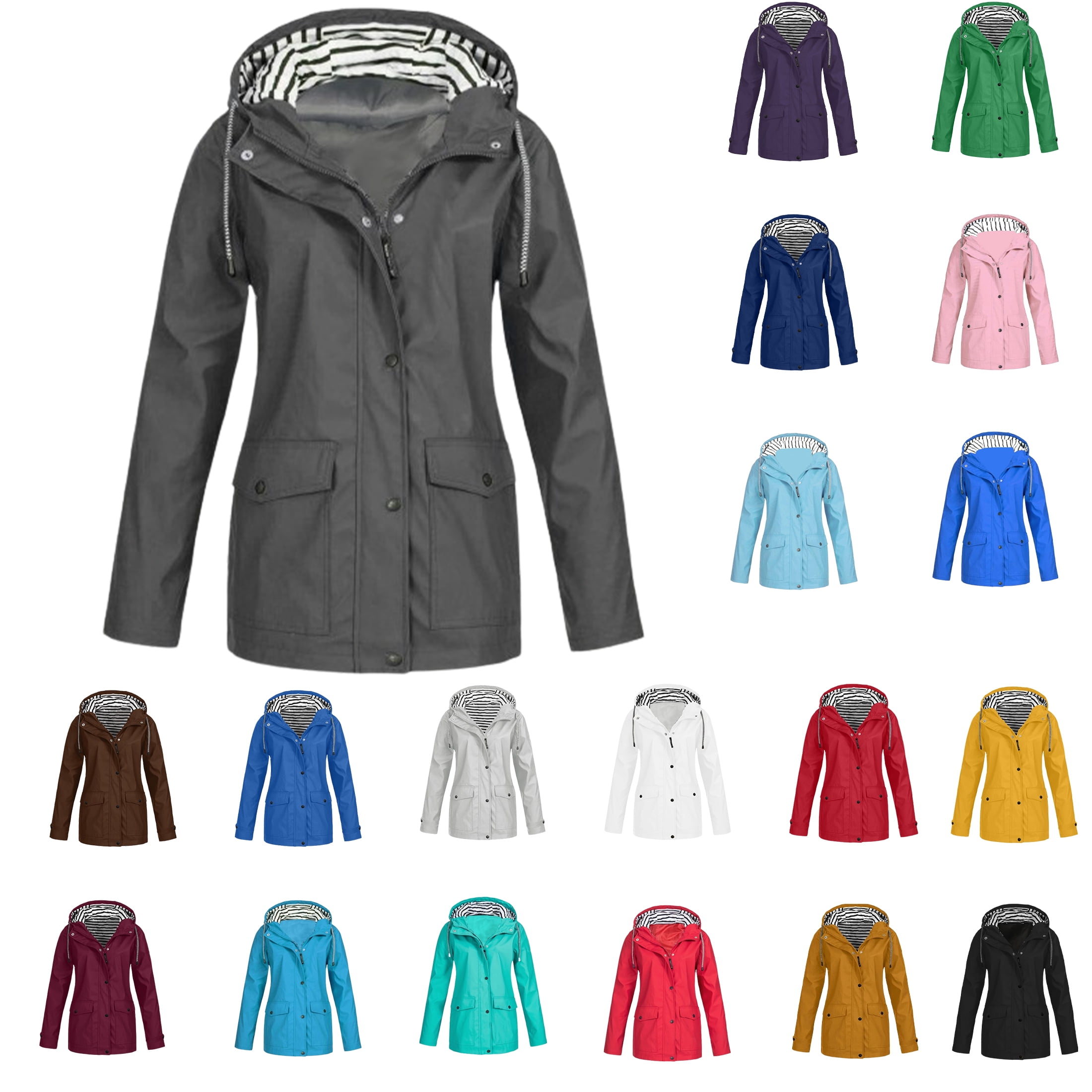 Qeaghou Prime Deals Womens Raincoat Lightweight Waterproof Rain Jacket ...