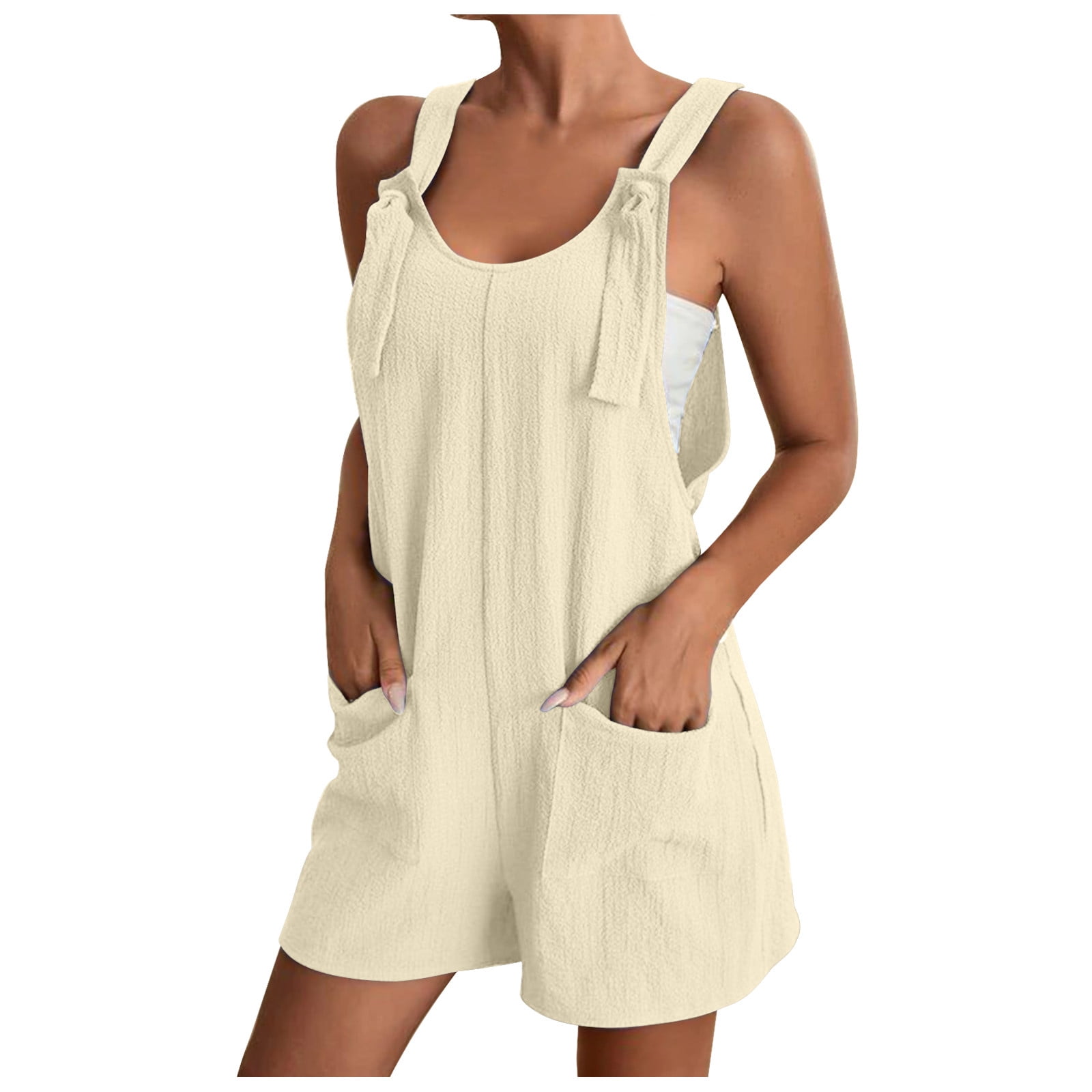 Qeaghou Short Overall for Women Summer Sleeveless Backless Cami Rompers ...