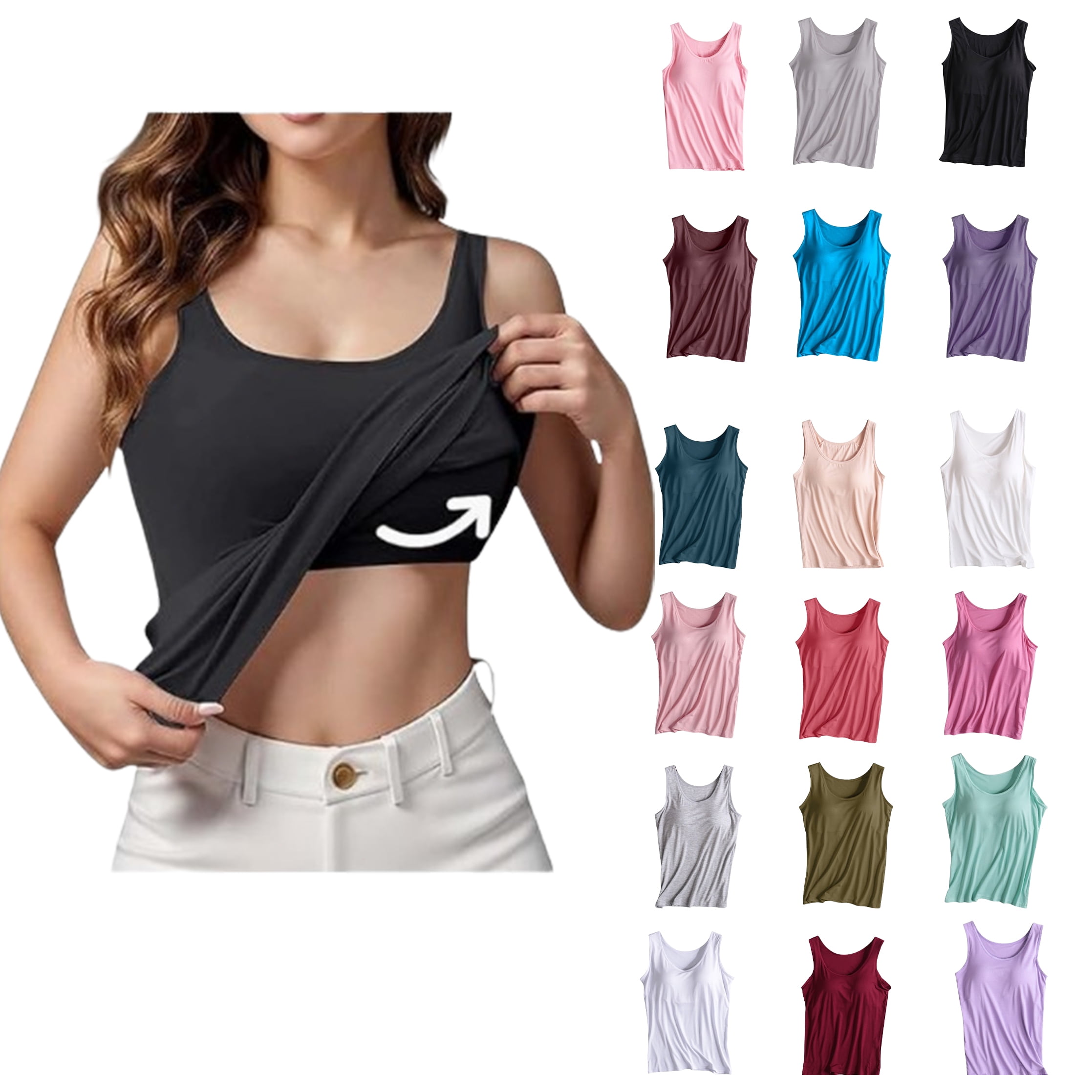 Qeaghou Tank Top Bras For Women Tank Top with Built in Bra for Women ...