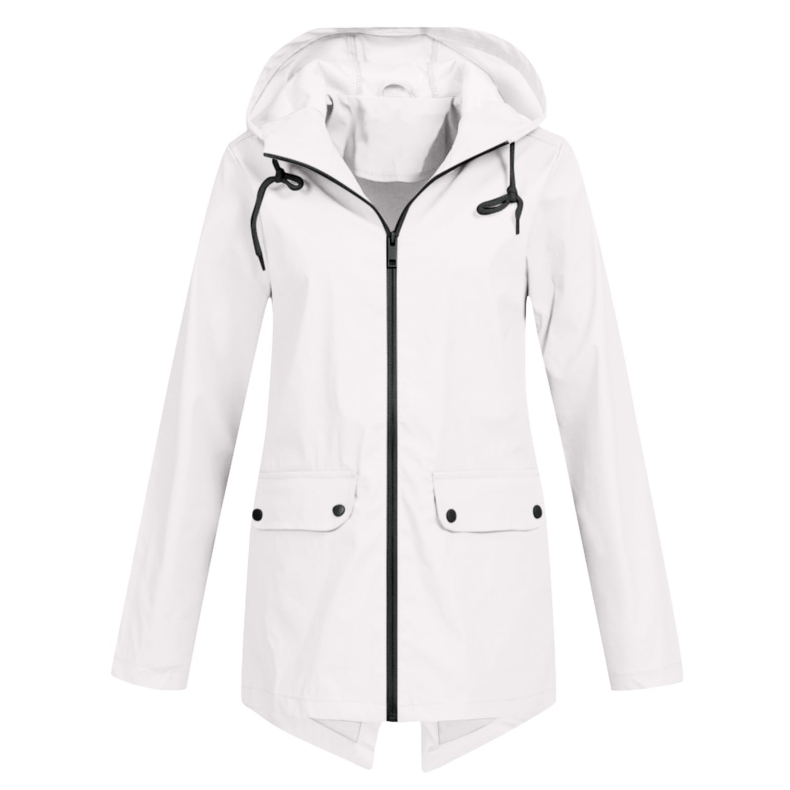 Qeaghou Women's Rain Jacket Long Raincoat Lightweight Hooded ...